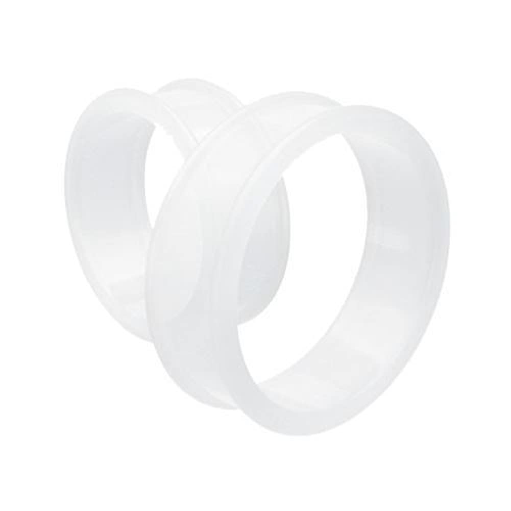 Pair 1-13/16" (46MM) CLEAR SILICONE FLAT FLARE TUNNELS Double Flare Gauges Thin Soft Flexible Flesh Plugs (2pcs)