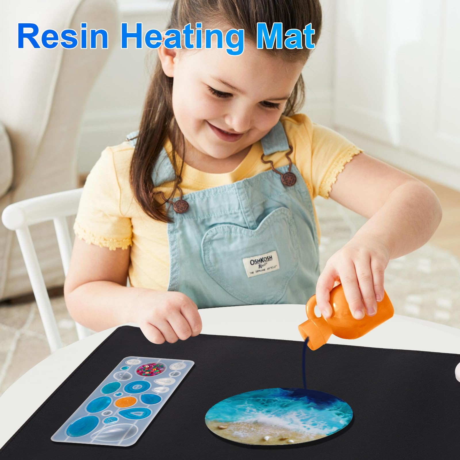 LAKIX Fast Resin Curing Machine,Large Resin Heating Mat with Timer and Cover, Silicone Mat for Perfect Resin Results, 4-Hour Auto Shut-Off Drying Pad for DIY Epoxy Resin