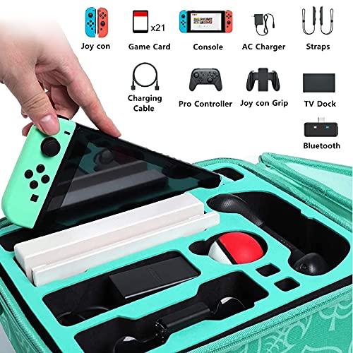 LYCEBELL Large Carrying Storage Case for Nintendo Switch, Portable Travel Hard Shell Messenger Bag for Switch Console, Pro Controller, Switch Dock, Soft Lining 18 Games with Shoulder Strap - Black [nintendo_switch]…