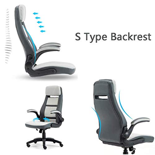 LWW Chairs,Swivel Leather Computer Desk Chairs, with Armrest and Nylon Feet,Chair 90°-105° Tilt Angle for Home Office