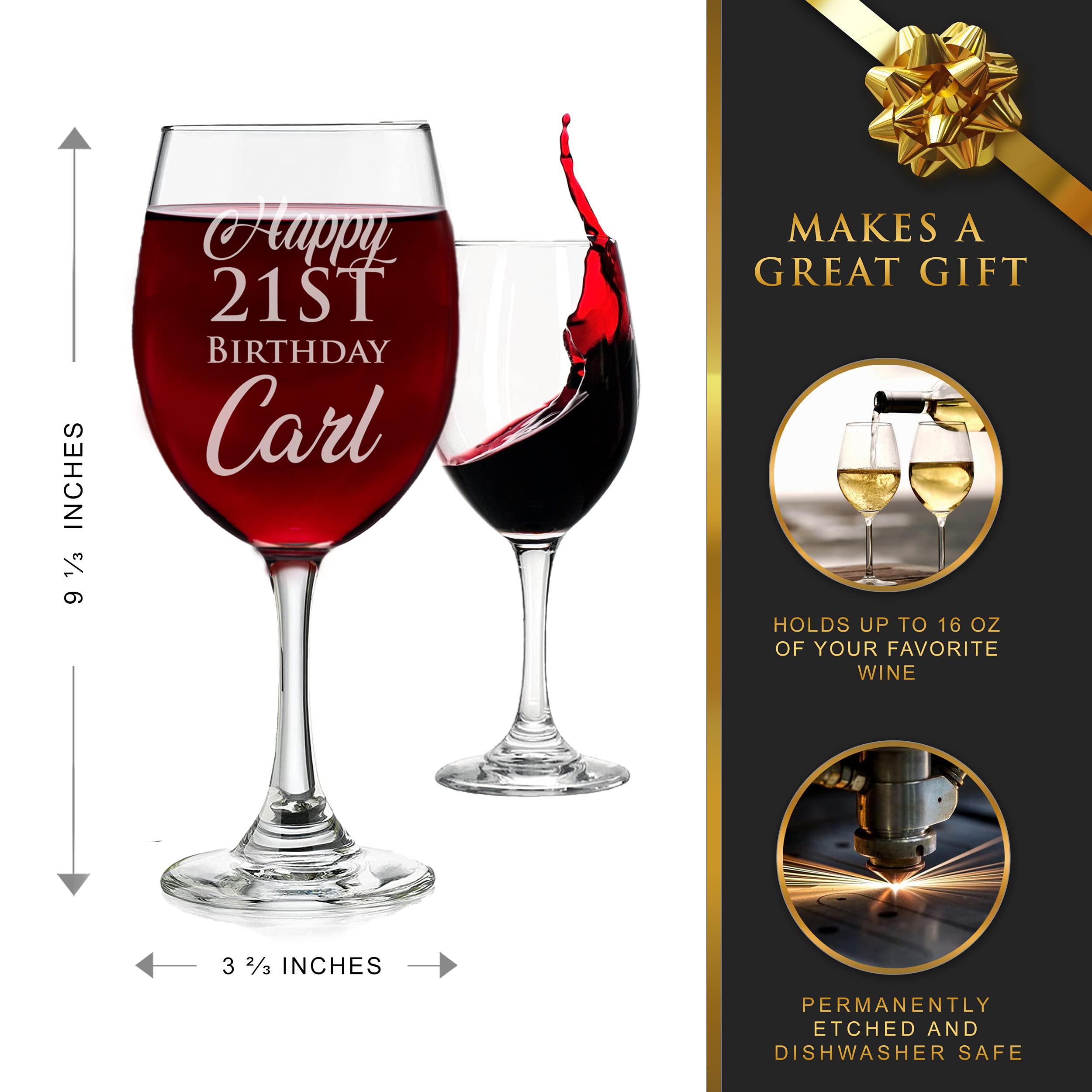 My Personal Memories, Custom Etched Happy 30th 40th 50th 60th Birthday Champagne Flute, Wine, Stemless, Pilsner Beer, Shot Glass (16 oz Wine Glass with Stem)