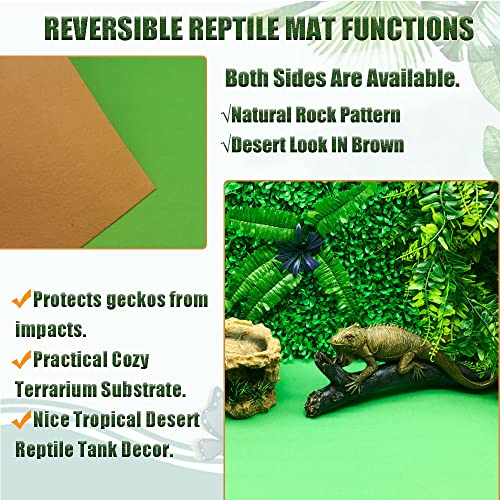 Tfwadmx 2 Pack Reversible Reptile Carpet, 39ββ x 20ββ Terrarium Bedding Substrate Liner Lizard Soft Mats Reptile Cage Mat Supplies and Tongs for Bearded Dragon Tortoise Leopard Gecko Snake