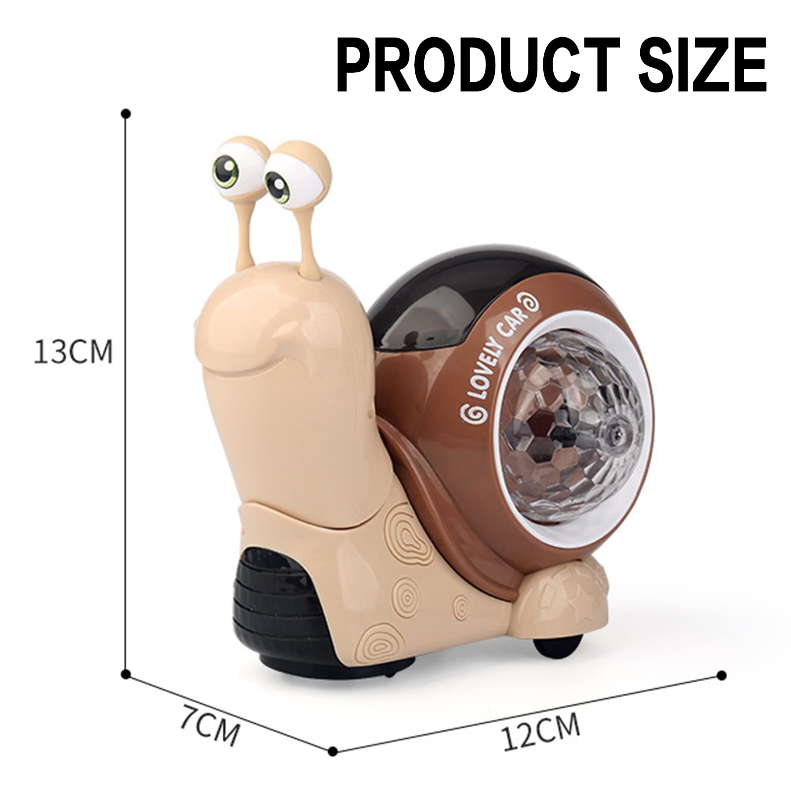 Snail Baby Toys, with Music and Dazzling Lights Crawling Snail Baby Toys, Automatic Obstacle Avoidance, Interactive Toys, Brown