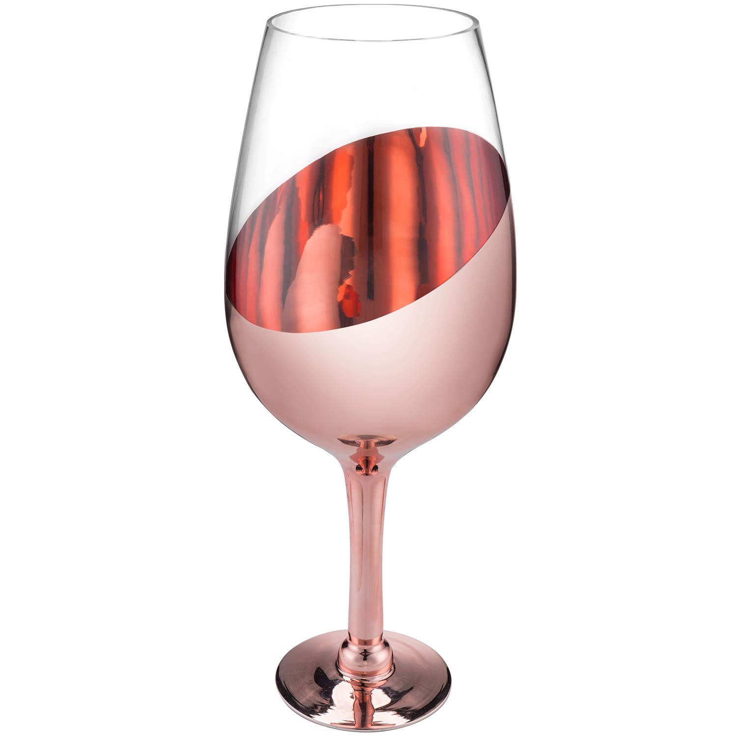 MyGift 20-inch Decorative Oversized Wine Glass with Copper Tone Metal Stem, Novelty Giant Champagne Magnum Chiller