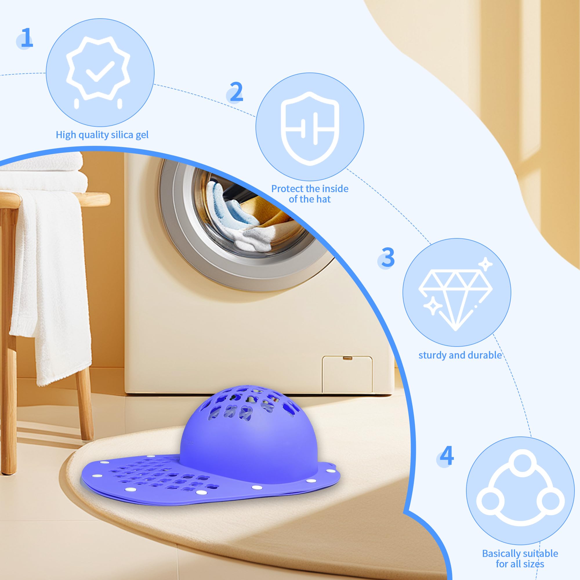 ZHUOMINGJIA Silicon Hat Washer Cage,Suitable For Dishwashers,Dryer,Can Be Reused,Maintain The Shape Of The Hat, For Adults And Kids Ball Caps,Flat & Curved Hats