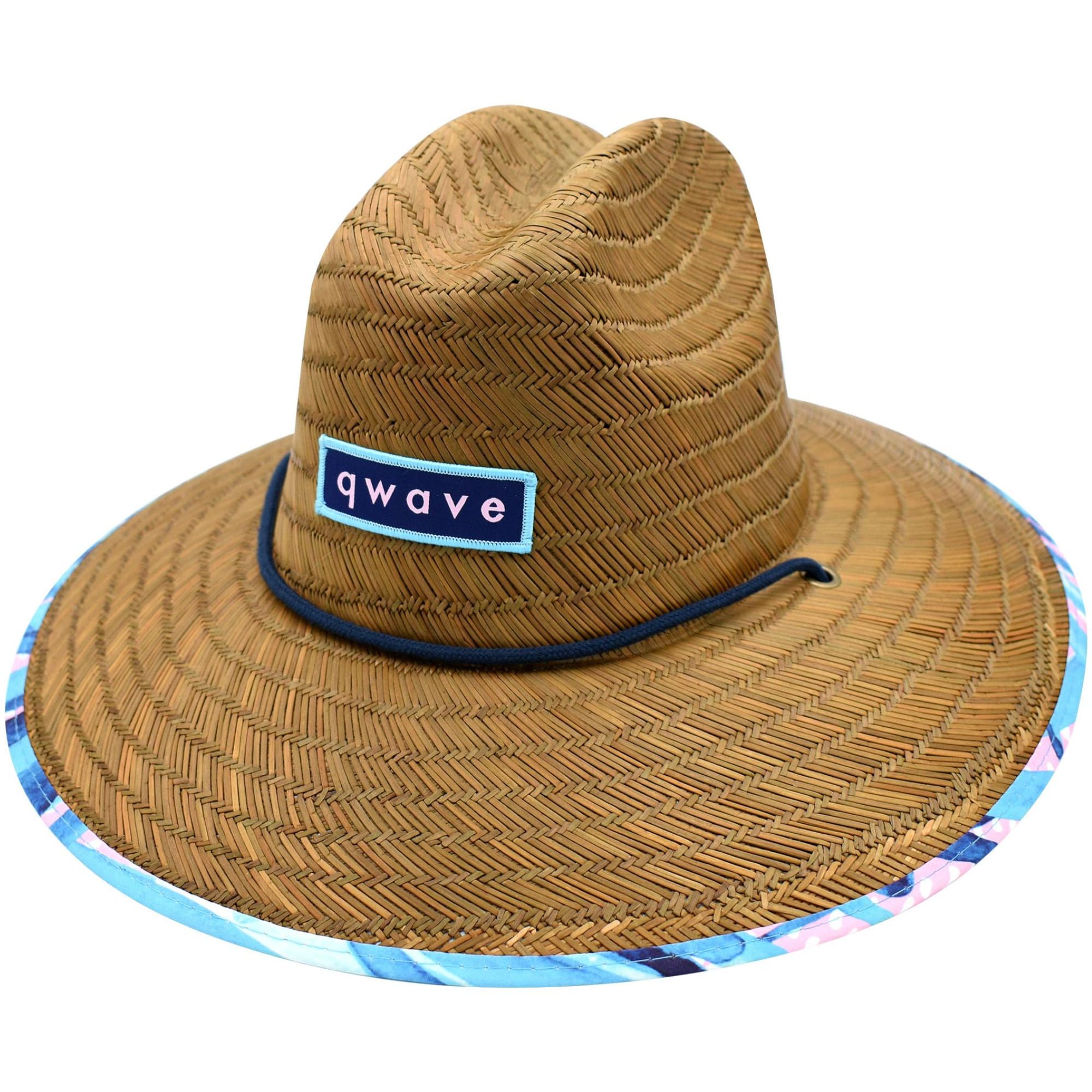 Qwave Mens Straw Hat - Fishing Print Designs, Sun Hats for Men Protects from Summer Sun - Lifeguard Hat, Dark Straw - Topography