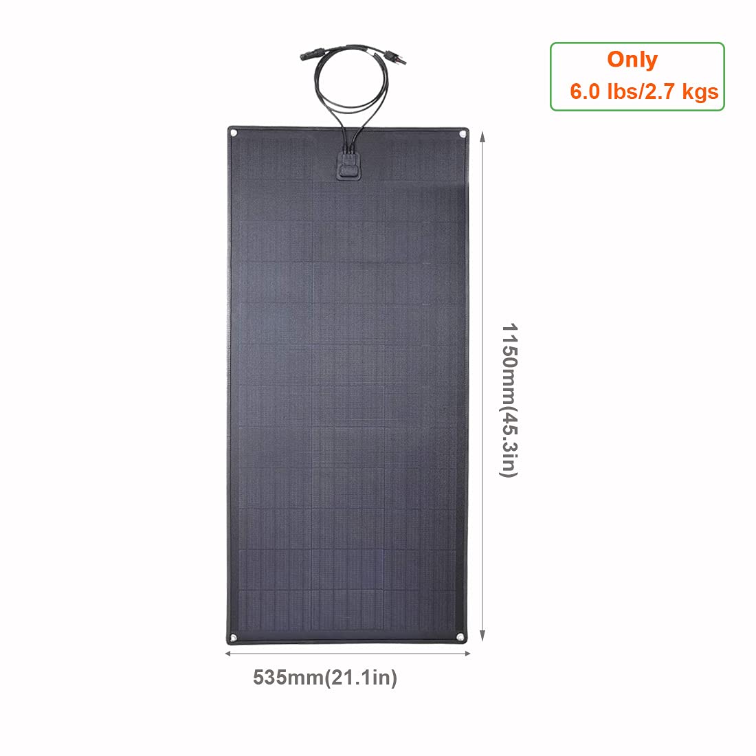 Lensun 100W 12V ETFE Black Flexible Solar Panel with Rubber Strip, Ultra Lightweight for RV Camper Boat