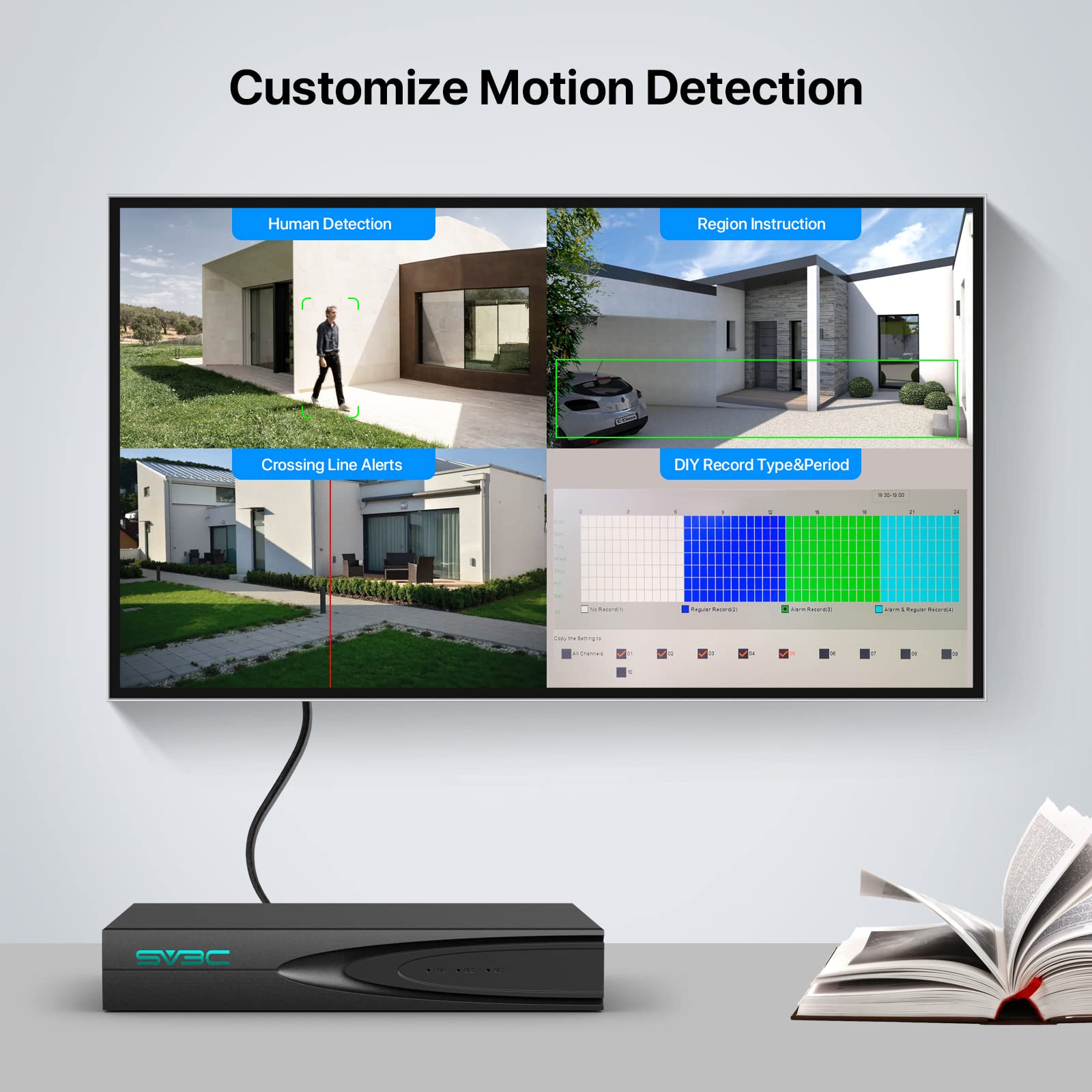 SV3C PTZ Security Camera Outdoor, Smart Motion Detection, IP66 Waterprood, Max Support 128gb SD Card, Color Night Vision, Two Way Audio