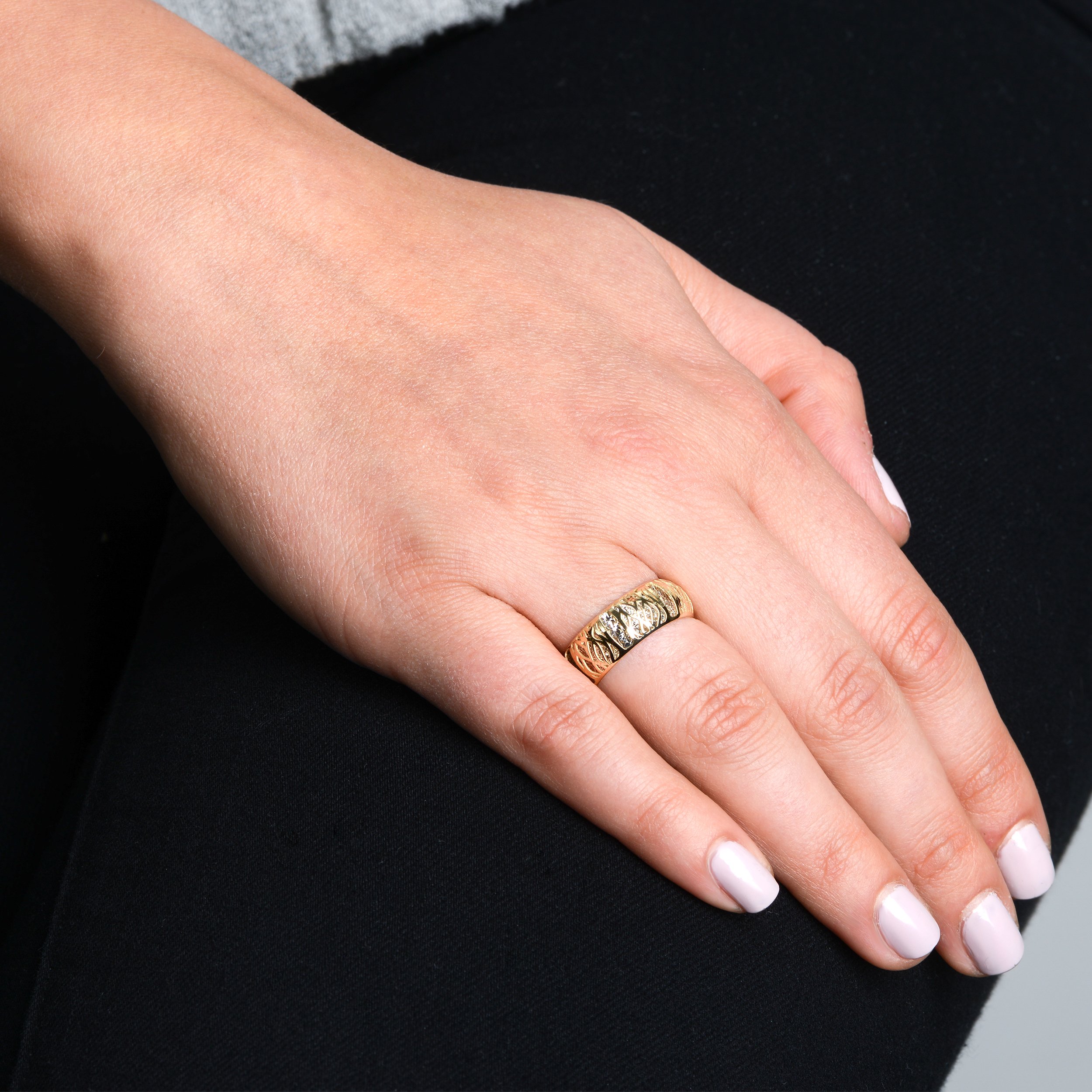 Kooljewelry 14k Two-tone Gold Filigree Band Ring (size 7)