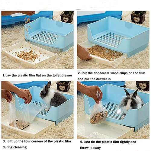 WEWAYKGJ Rabbit Litter Box Large Rabbit Potty Box with Drawer Bunny Corner Litter Pan Potty Trainer Pet Toilet with Cleaning Set for Adult Hamster Guinea Pig Ferret Bunny and Other Animals(Pink)
