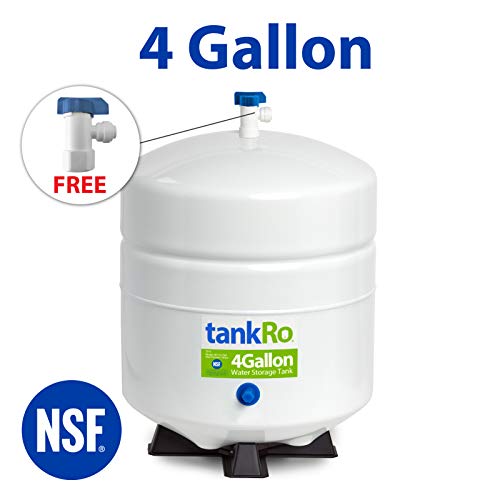 tankRo RO132-TNK RO Water Filtration System Expansion Tank 4 Gallon Capacity β NSF Certified β Compact Reverse Osmosis Water Storage Pressure Tank 1/4" Tank Ball Valve