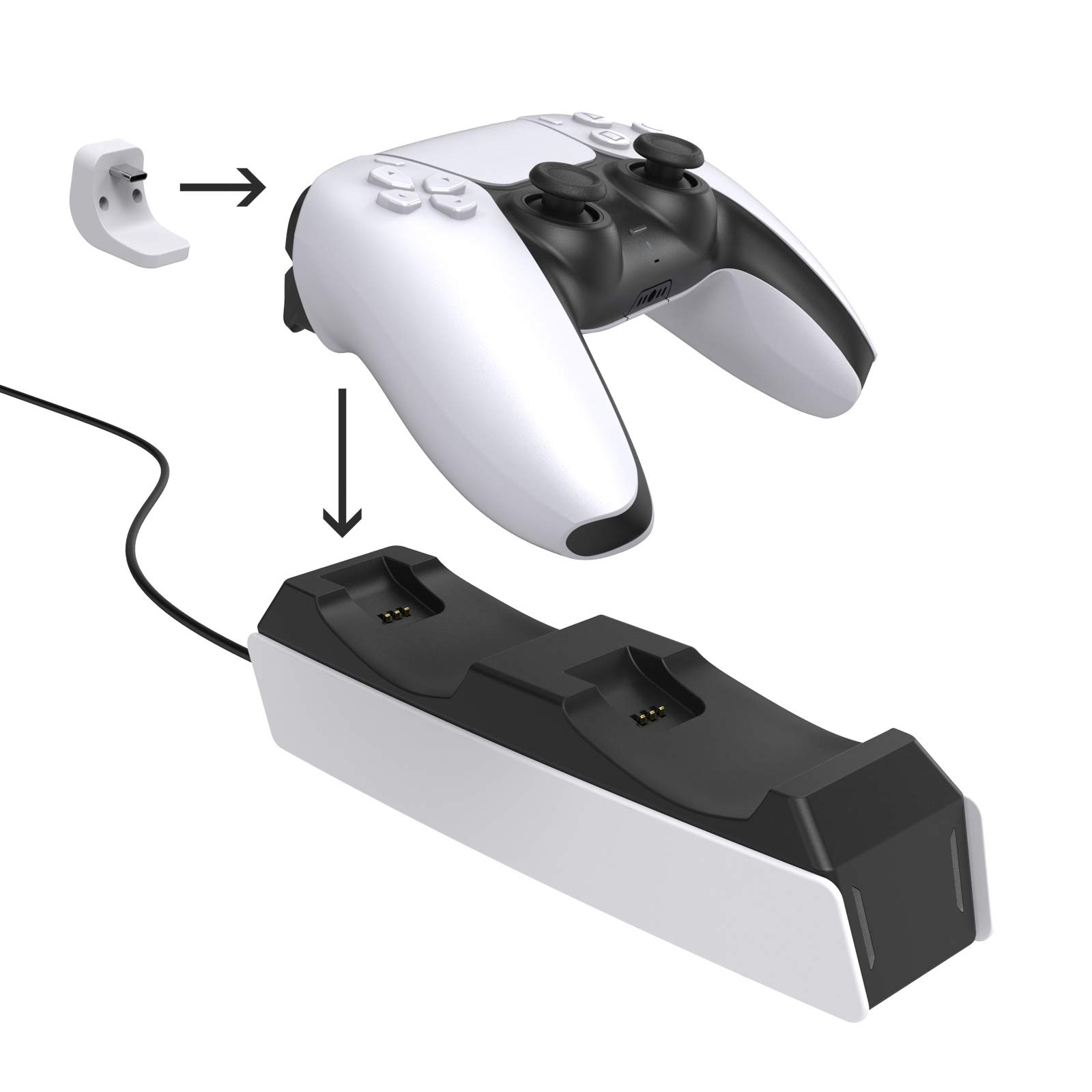 PS5 Controller Charger Station for Men Dad Boyfriend PS5 Fast Charging Station with Fast Charging Playstation 5 Dual Controller Charging Stand for DualSense Charging Station Black