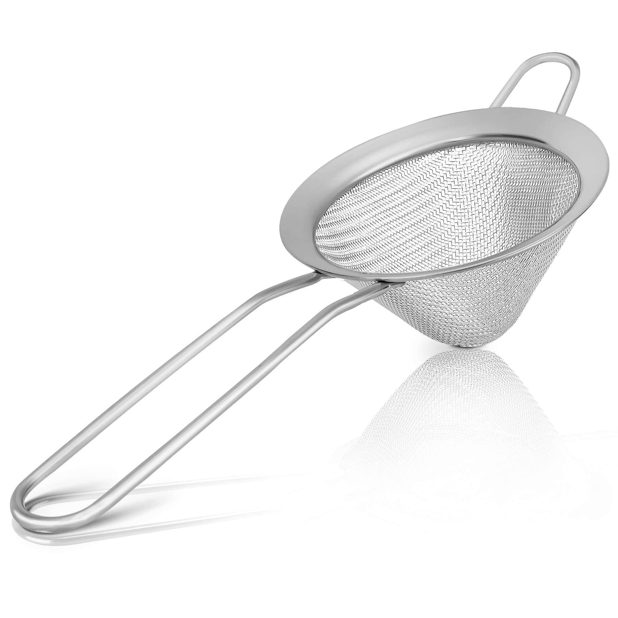 Rainspire Stainless Steel Small Strainer Fine Mesh Strainer, Mini Cocktail Strainer For Cocktails Tea Herbs Coffee & Drinks, Tea Strainer with Handle, Rust Proof, Silver