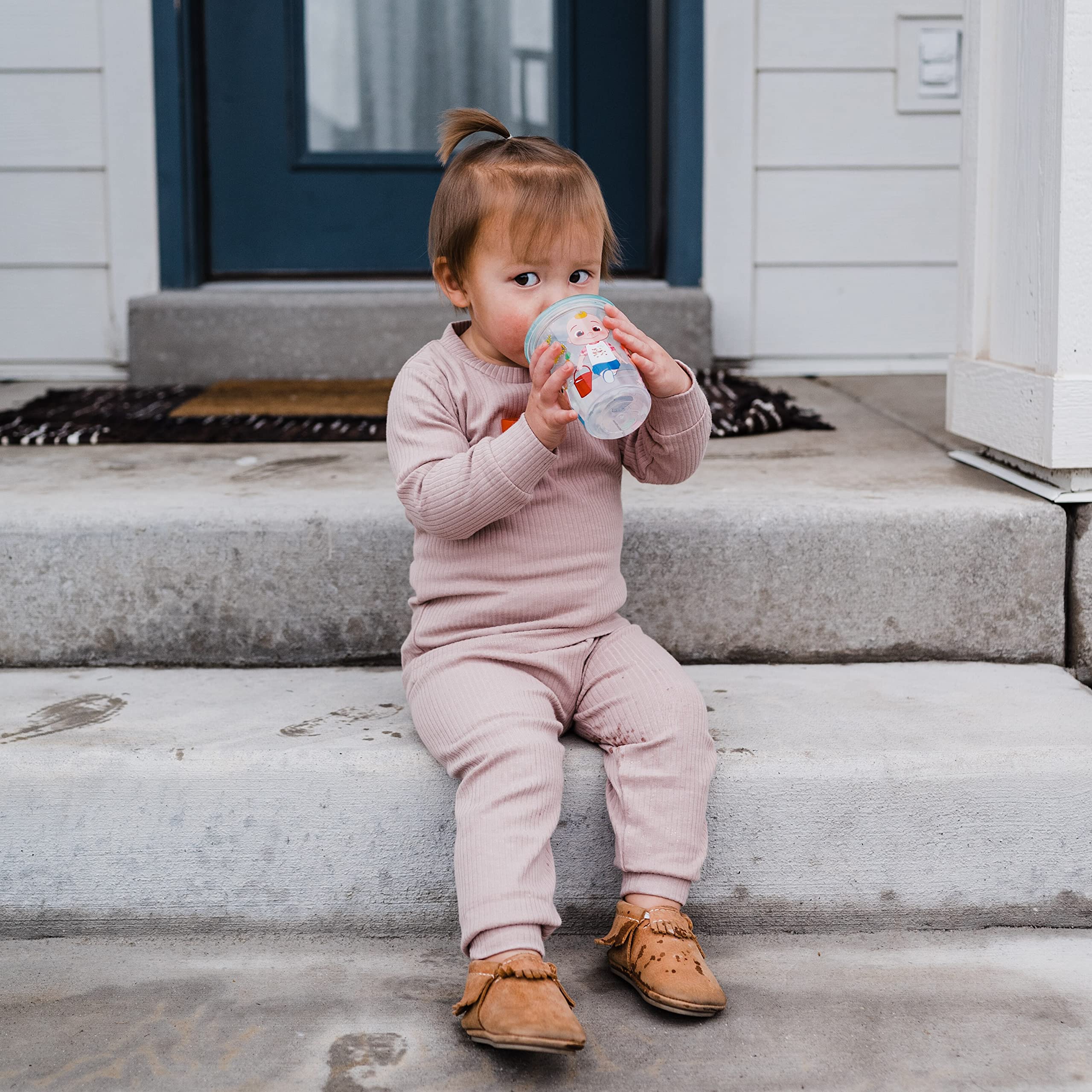 The First Years Cocomelon Take & Toss Toddler Sippy Cups - Spill Proof Toddler Sippy Cups with Snap On Lids and Travel Caps - Cocomelon Feeding and Party Supplies - 10 Oz - 8 Count