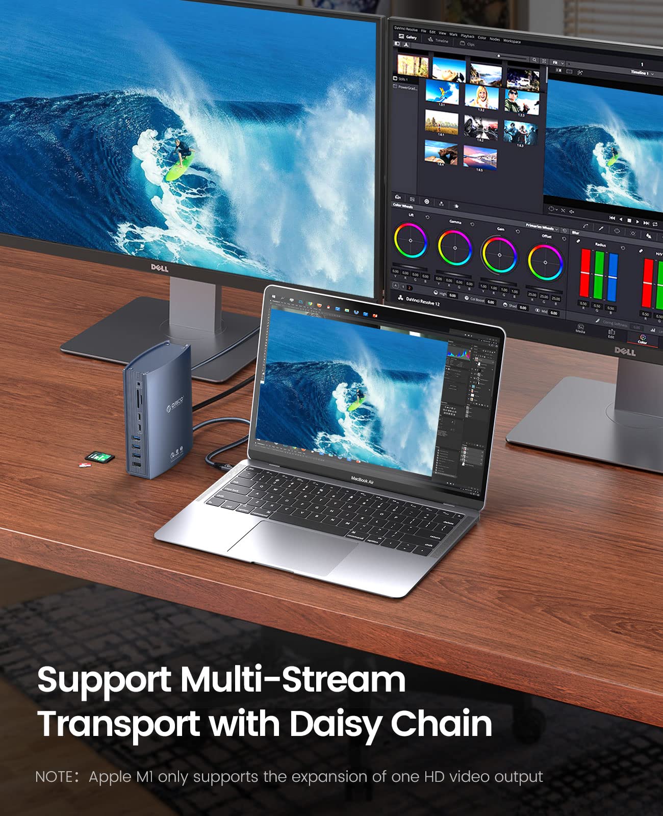 ORICO Thunderbolt 3 Docking Station 15-in-1 40Gbps Dock for Thunderbolt Laptops, 60W Charging Power for Laptop, 15W for Phone, 10 Gbps USB-C Data, Dual 4k HDMI, Gigabit Ethernet, S/PDIF OUT,Audio