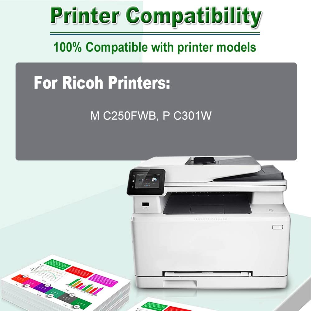 Kolasels 3-Pack (C+Y+M) Compatible M C250FWB P C301W Toner Cartridge Replacement for Ricoh M C250H 408337 408339 408338 Printer Toner Cartridge (High Capacity)