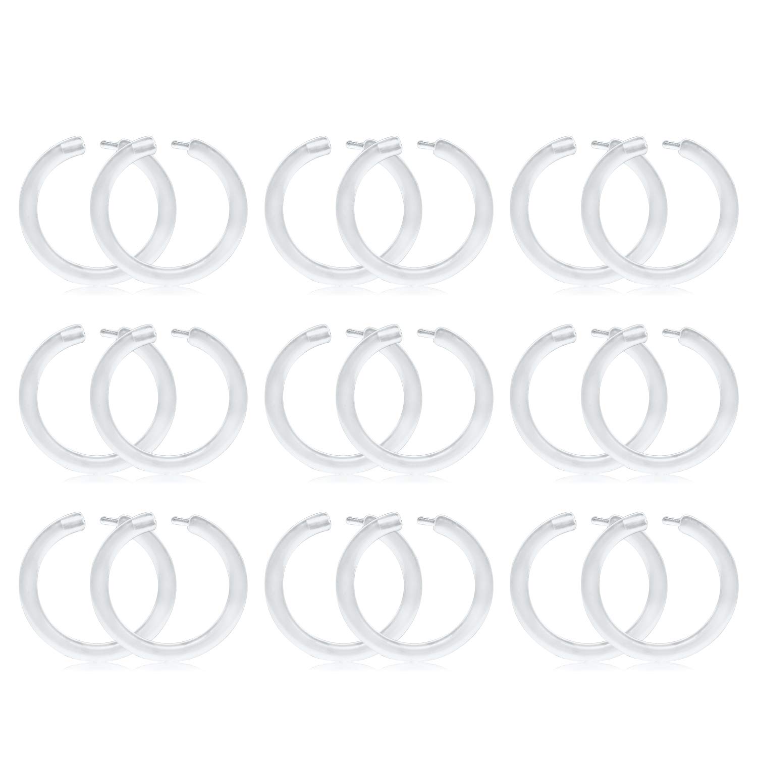 LAURITAMI Nose Hoop Rings Retainer 14G Bioflex Cartilage Daith Lobe Earrings Clicker Nose Piecring Clear Tongue Lip Piercing Hoop set 6mm