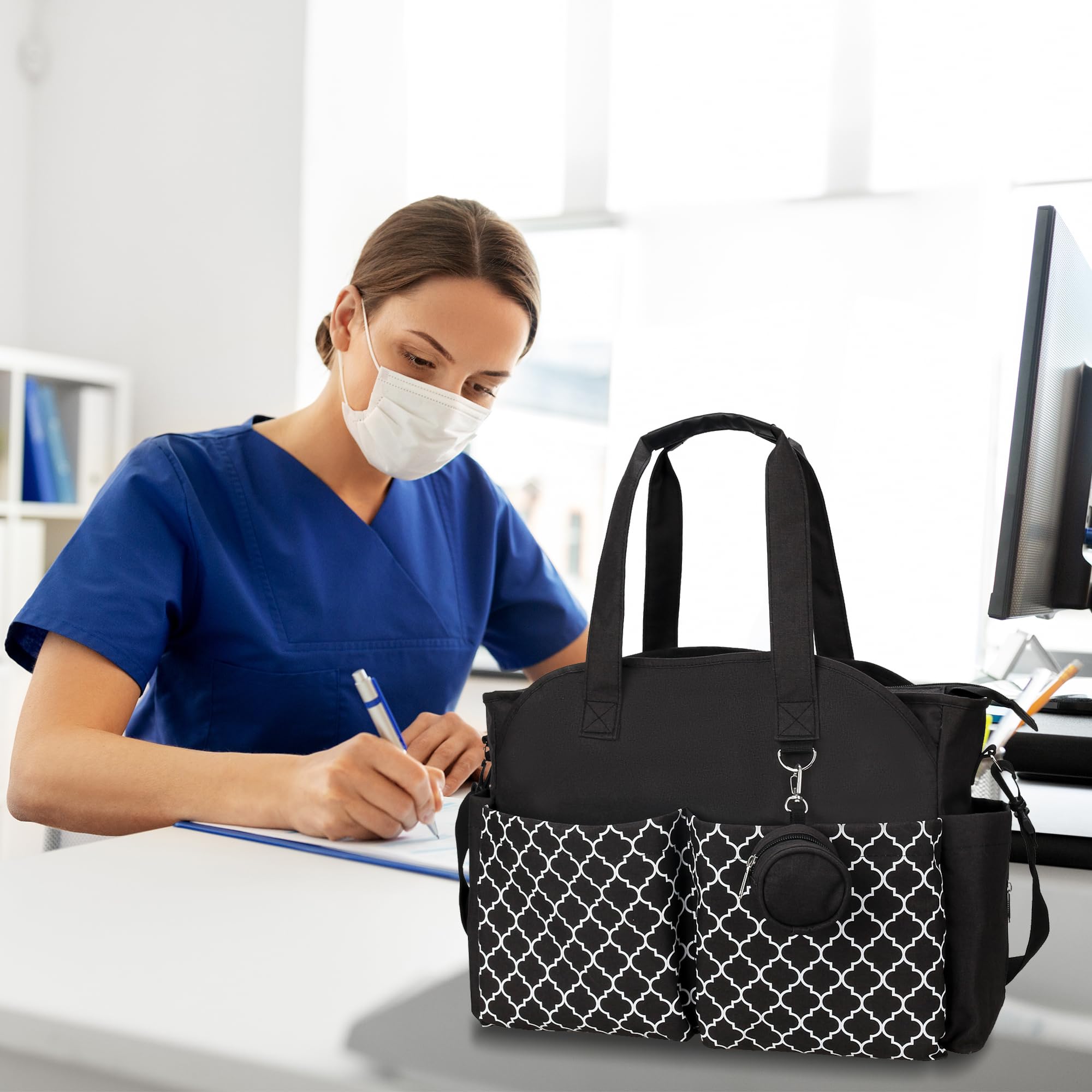 Korolev Nurse Bag for Work, Nurse Tote Bag, Nursing Bag with Multiple Pockets for Nurse and Working Women, Blue