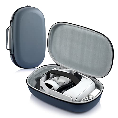 Sonicgrace Case Compatible with Quest 2 Shockproof & Waterproof Carrying Travel Case for Quest 2 VR Headset, Official Elite-Strap, Controllers, Batteries Accessories