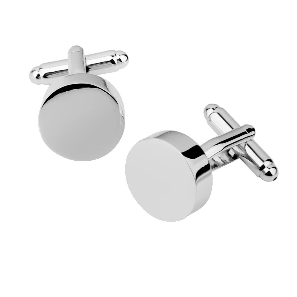 Round Stainless Steel Cufflink for Men Groom Shirt Suit Wedding Cuff Links (Color : A, Size : One Size) (A One Size)