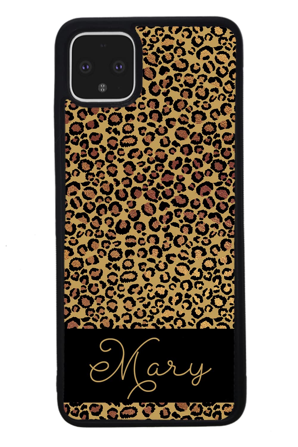 Leopard Skin Plain Personalized Black Rubber Phone Case Compatible With Google Pixel 8 Pro, 8a, 8, 7a, 7, Pixel 7 Pro, 6a, Pixel 6 Pro, 6, 5, 4a 5G, 4a 4G, 4, 4 XL, 3a, 3a XL, 3, 3 XL, 2 XL, 2