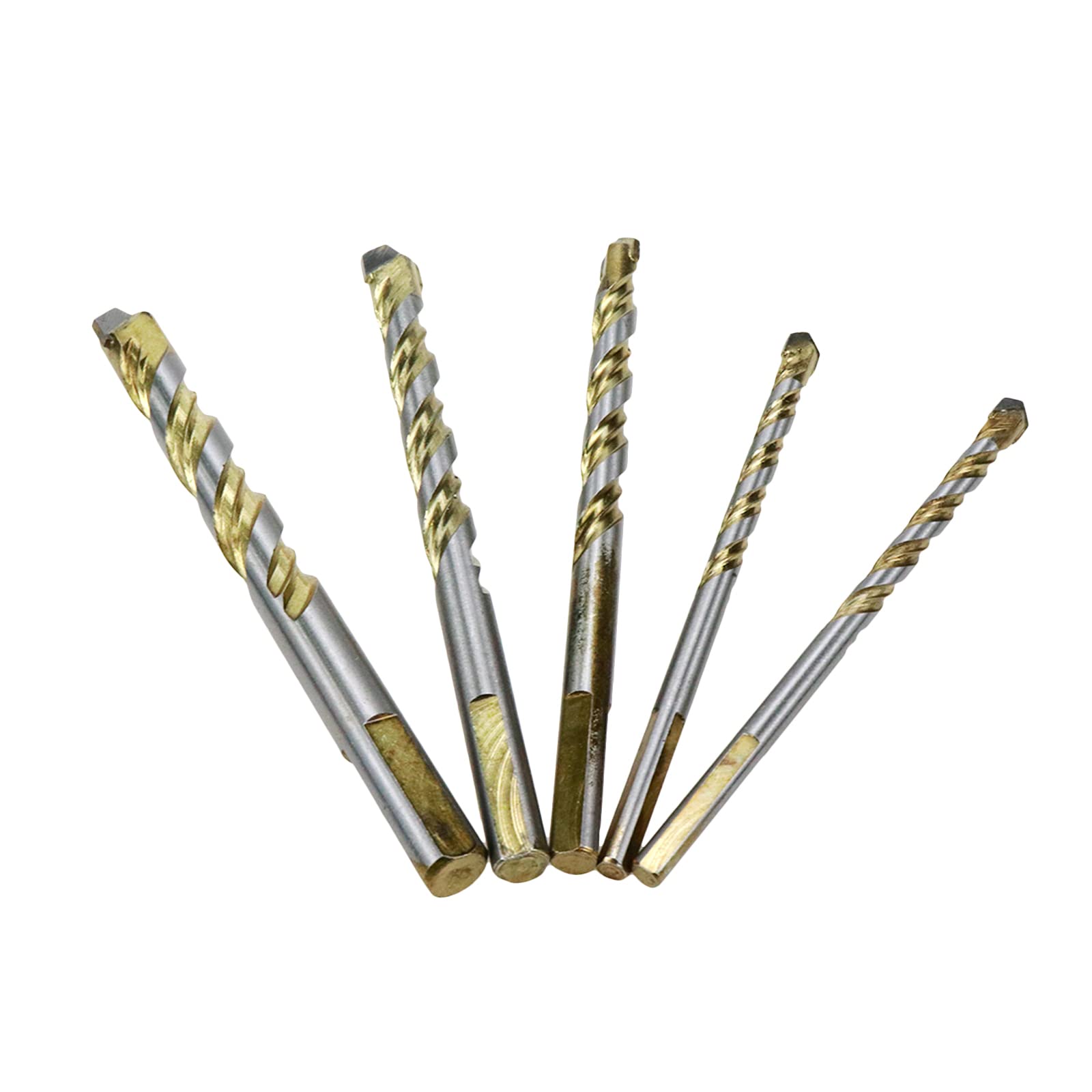 Rannb 5pcs Masonry Drill Bits Four Sizes 6mm,8mm,10mm,12mm Drilling Dia Triangle Hand Drill Bit Set for Metal Concrete Tile Glass Wood Marble Ceramic Brick