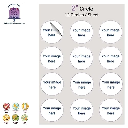Judy's Edible Imagery Custom Edible Images for Cupcakes/Cookie - 2β Circles, 12 Per Frosting Sheet