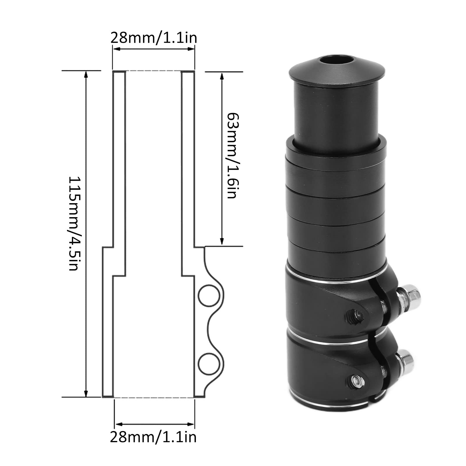 Mountain Bike Stem Extender, Reliable Aluminum Alloy Stem Extender Durable Bicycle Stem Extender High Strength for Mountain Bikes Road Bikes