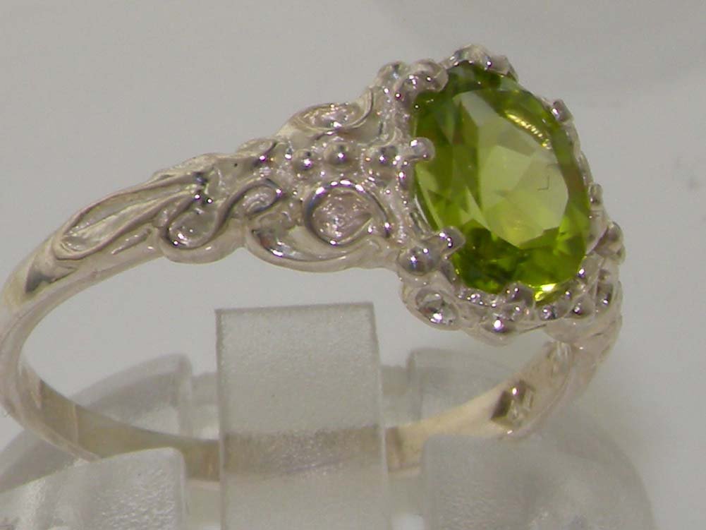 LetsBuyGold 925 Sterling Silver Real Genuine Peridot Womens Band Ring - Size 12