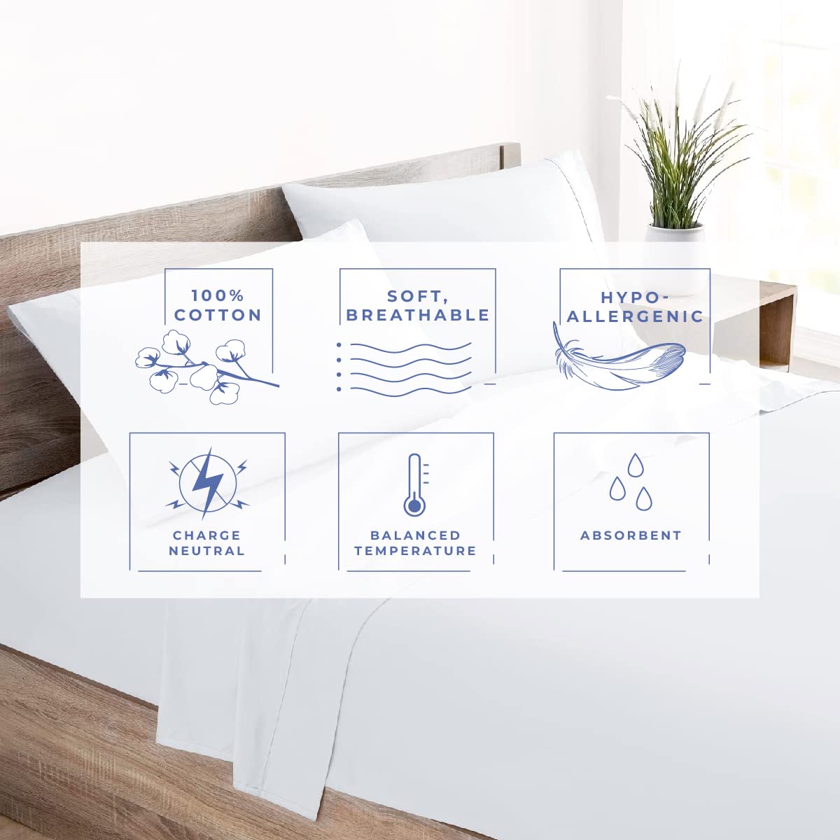 Kotton Culture 1000 Thread Count Sheet Set 4 Piece 100% Egyptian Cotton Luxurious Breathable Soft Cooling Cotton Sheets with Deep Pocket Snug Fit Smooth Sateen Weave (White, King)