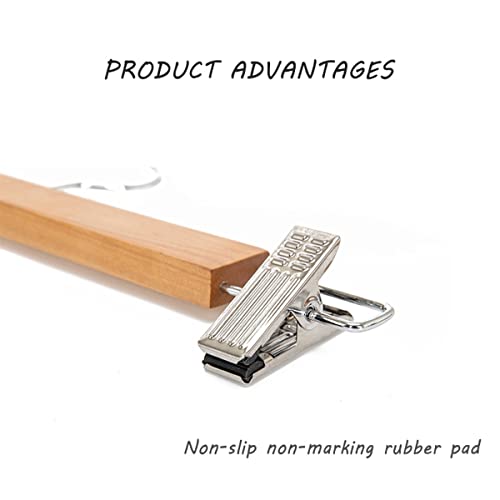 Wooden Pant Hanger with 2 Adjustable Anti-Rust Clips Skirt Hanger for Jeans Trousers Bottom Hanger 1 pcs-Brown
