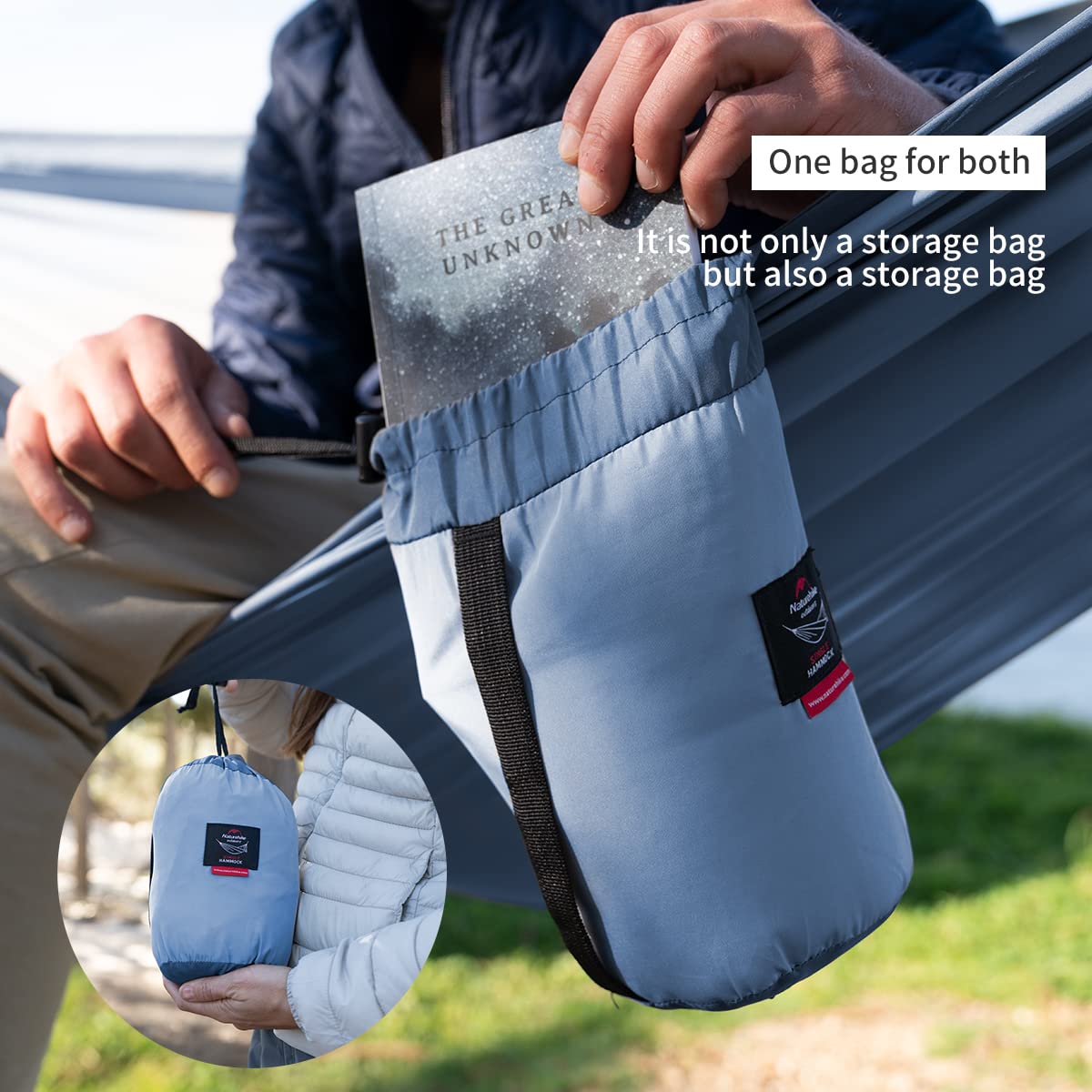 Naturehike Camping Hammock - Ultralight Outdoor Swing Anti Rollover Portable Parachute Garden Beach Travel Hammocks