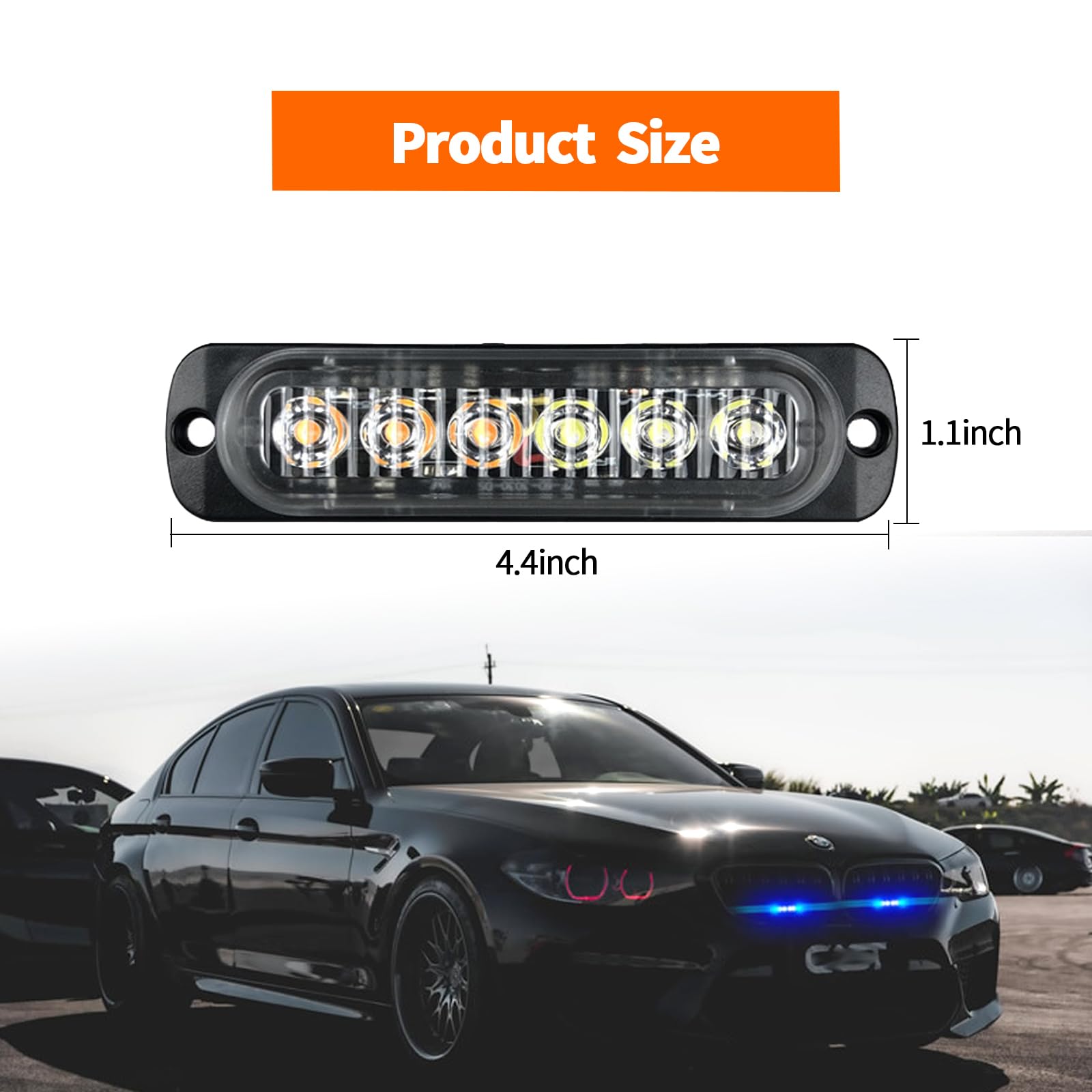 jeseny Pack-1 LED Light Bar, 4.4" x 1.1" 12-24V Waterproof Car High Light Warning Light, 12W 6 Lamp Beads Decorative Strobe Light for Most Cars SUVs and Trucks (Purple)