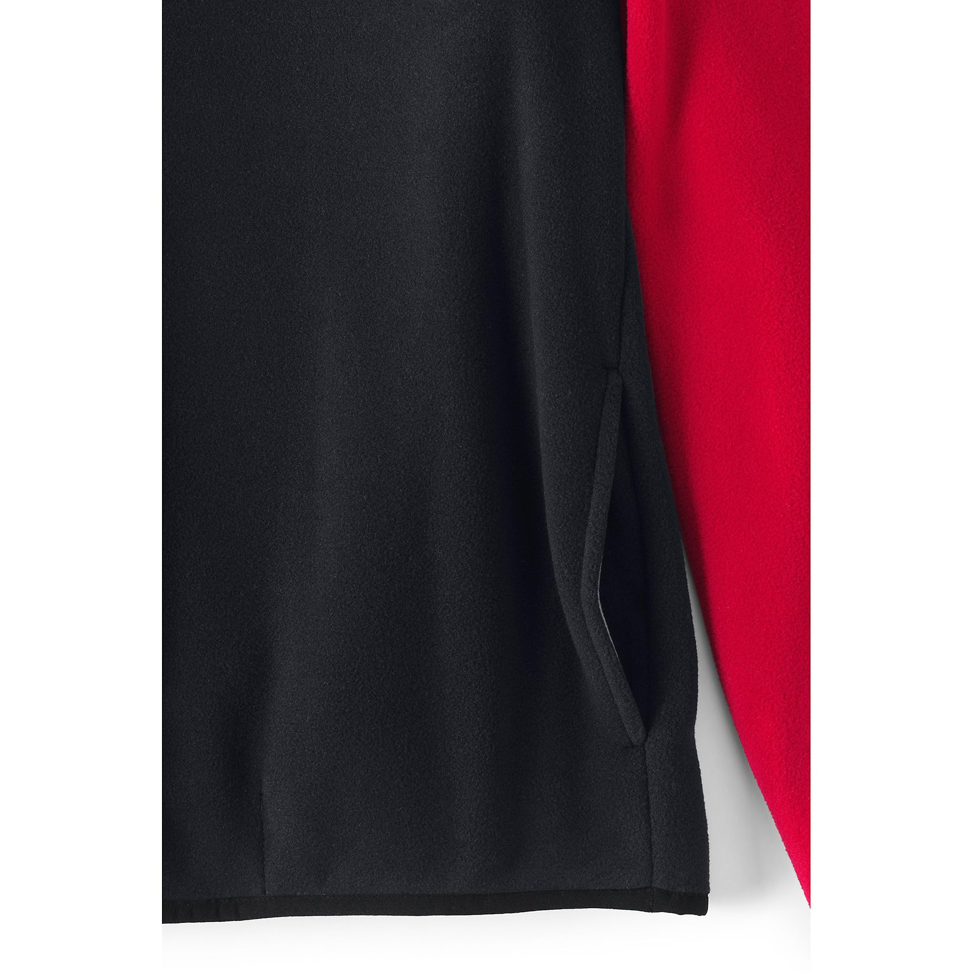 Lands' End Mens Snap Neck Fleece Pullover Black/rich Red Regular Medium