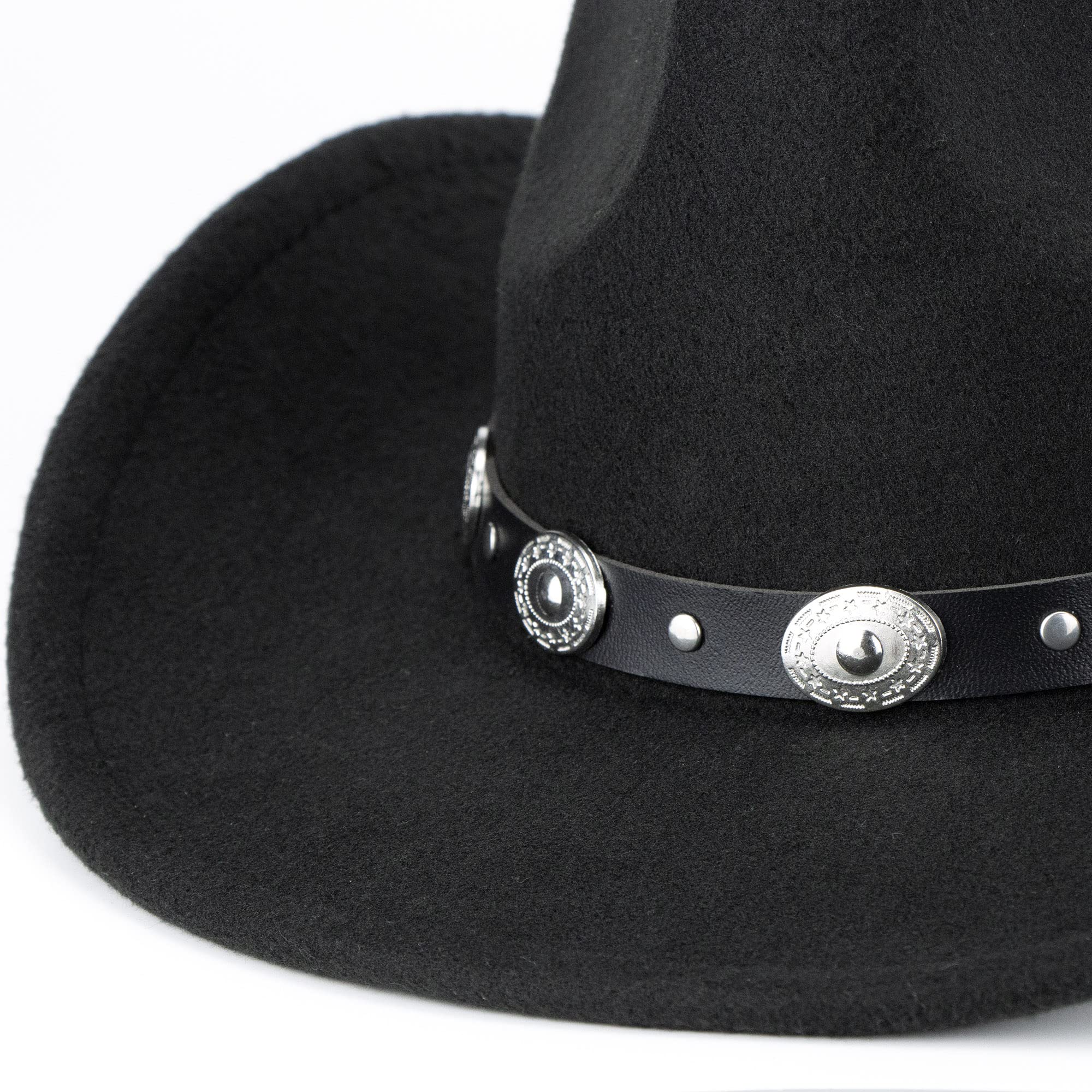 Utaly Womens Felt Western Cowboy Hats for Men Wide Brim Cowgirl Fedoras Hat with Belt Buckle