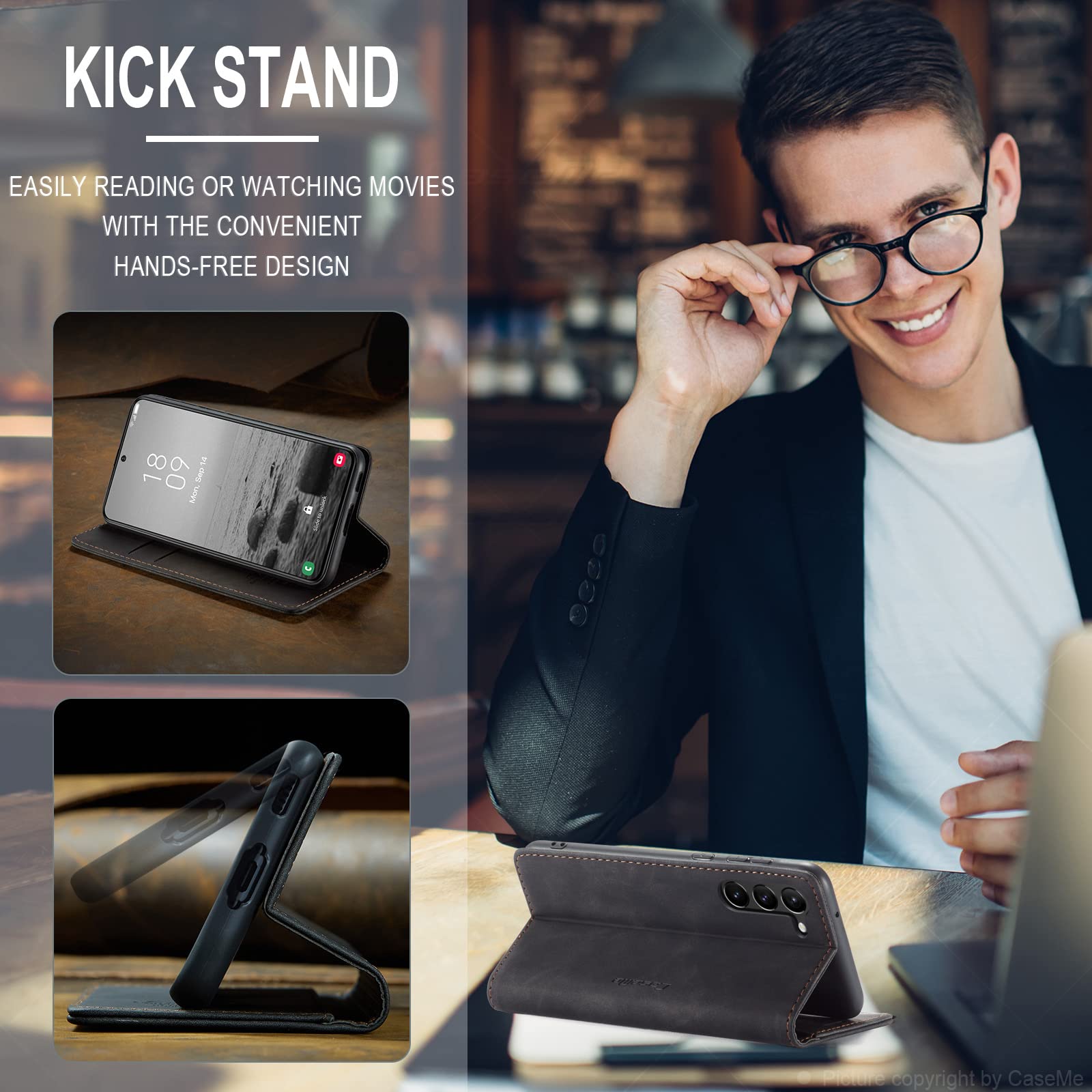 Kowauri Case for Samsung Galaxy S23,Classic Design Leather Wallet Magnetic Closure Flip Case with Kickstand Card Holder Slot Shockproof Protective Cover for Samsung Galaxy S23 5G (Black)