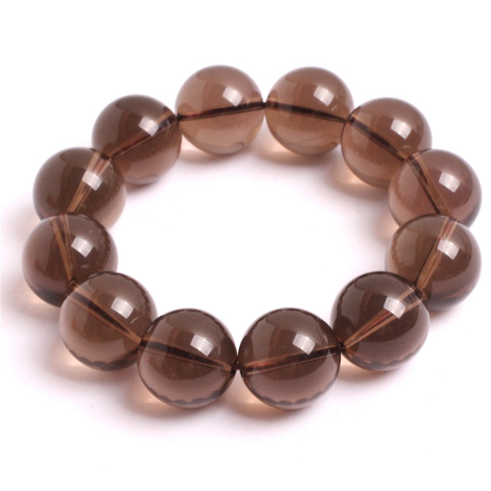 JOE FOREMAN Smoky Quartz Beads Elastic Etsy Energy Jewelry Fashion Bracelets For Women 7 Inches (18mm/smoky quartz)
