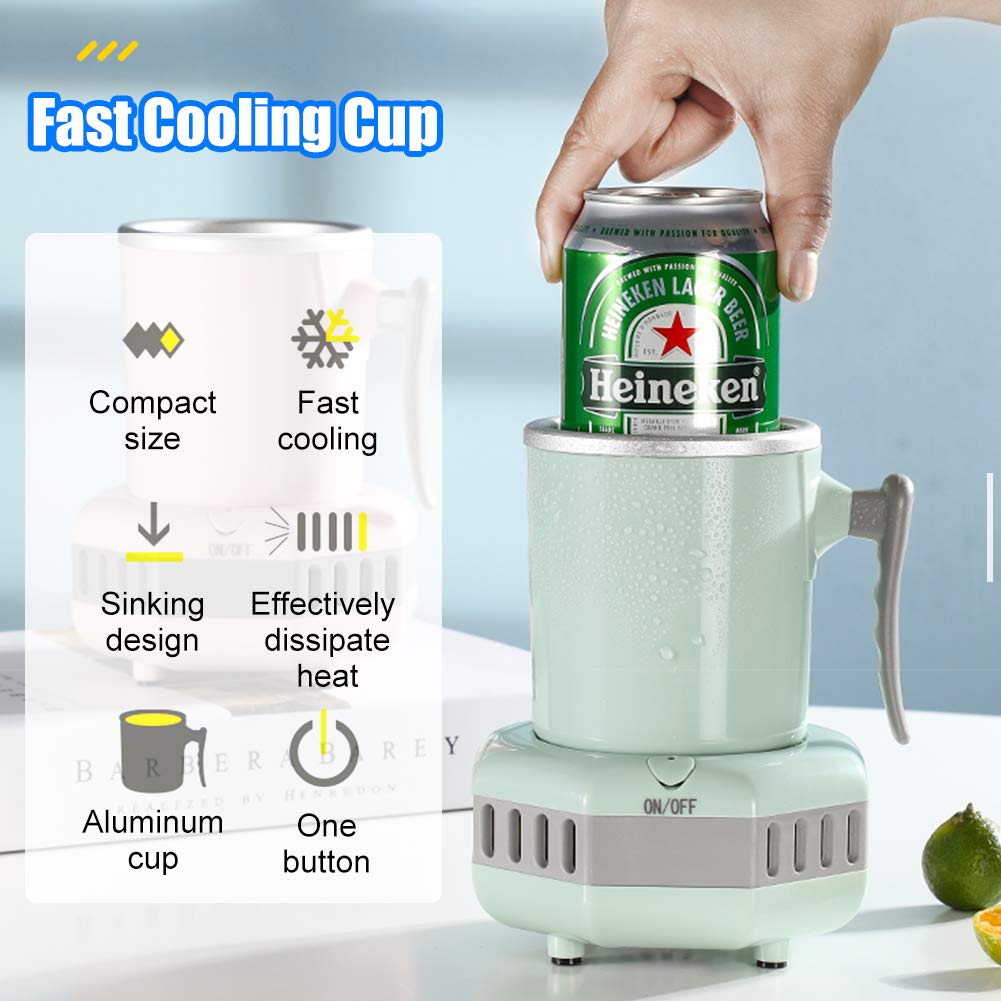 Normia Rita 36℉~60℉ Electric Beverage Cup Cooler for Home/Office, Desktop Mini Fridge Quick Cooling Cup Drink Chiller for Beer Juice Milk Coffee (White-)