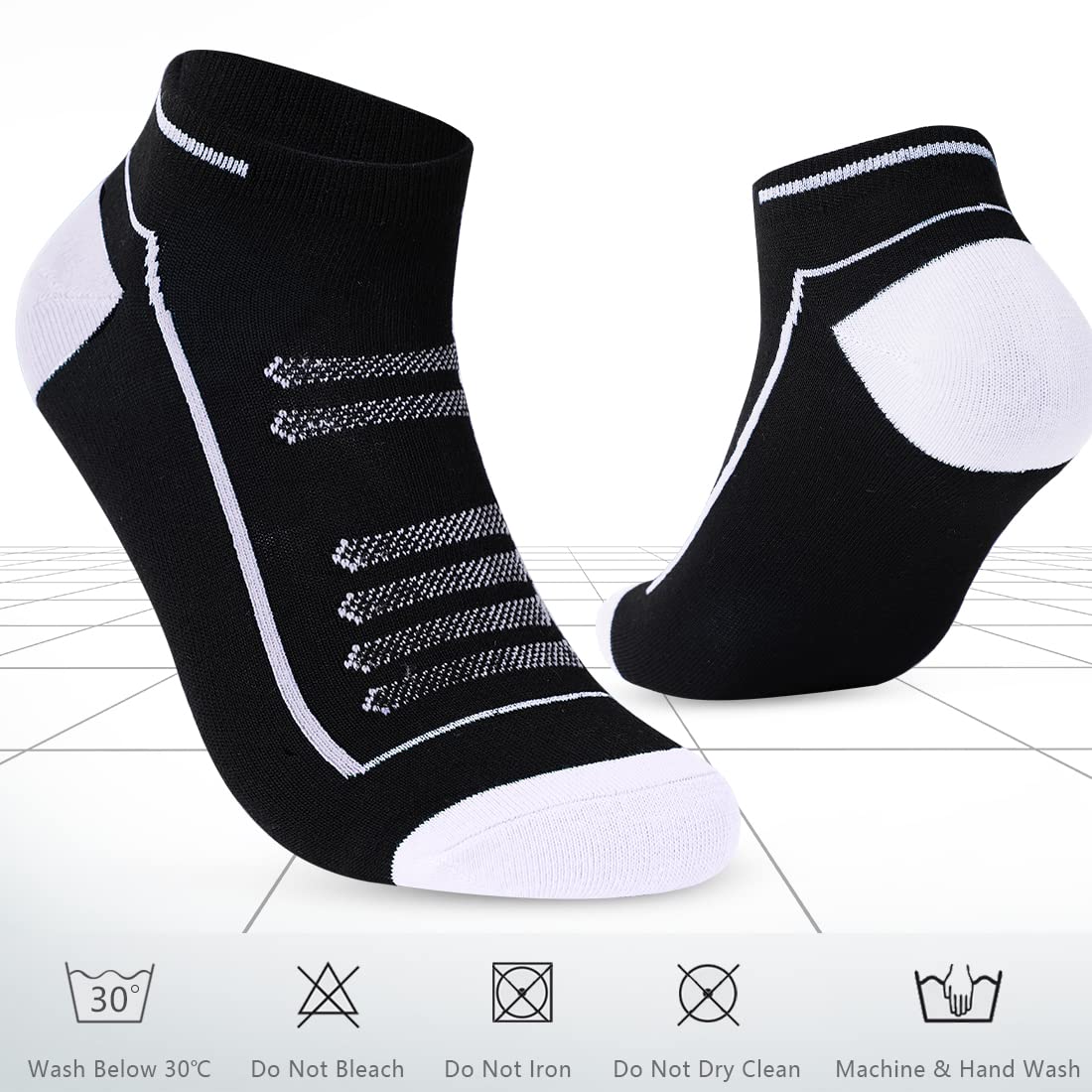 pureluca Men’s Athletic Socks Low Cut Running Socks Breathable Comfort for Sports 6 Pack White