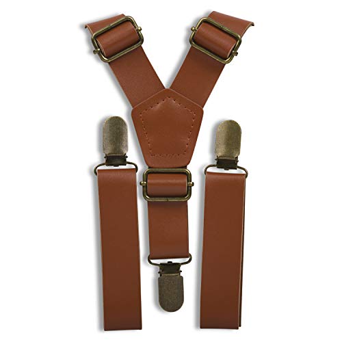 London Jae Apparel Suspenders for Men (Brass Clips, Cognac Brown)