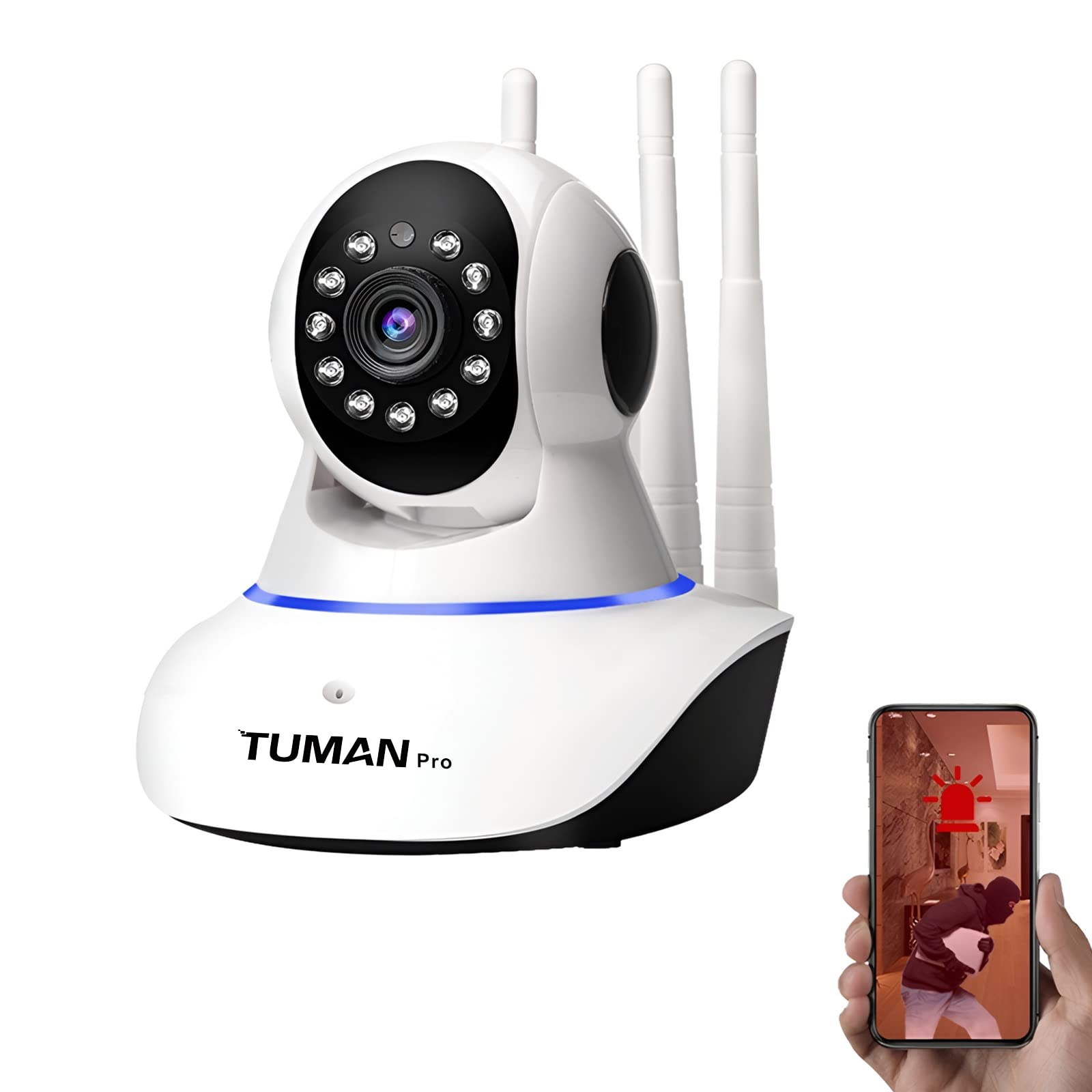TUMAN Pro Indoor Security Camera, 3MP Home Full-Hd Wireless Surveillance Security Cameras with App, 360 Degree Night Vision,Support Cloud Storage,Two Way Audio, Smart Motion Detection, Easy Set Up