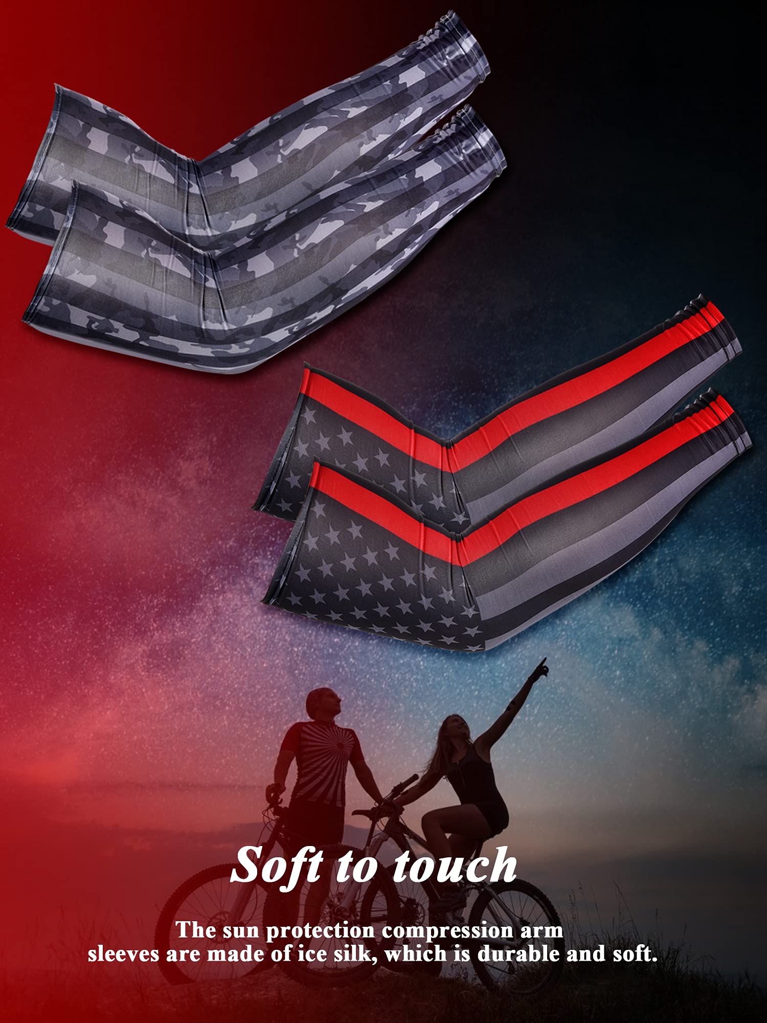 SATINIOR 8 Pairs Arm Sleeves for Men Women Compression UV Sun Protection Arm Sleeves (L)