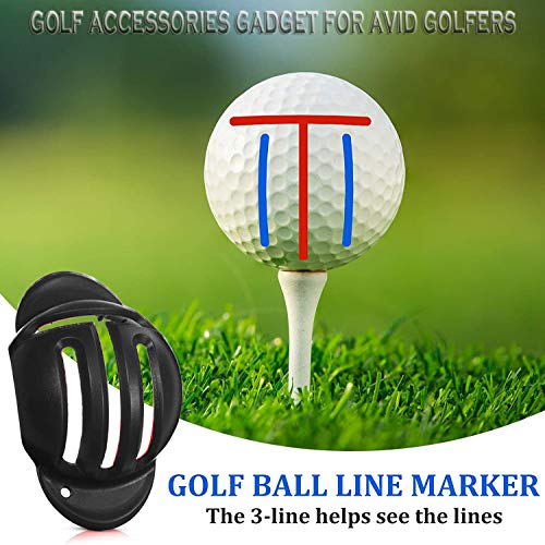 Nuorao 13 Pack Golf Ball Markers - Golf Accessories, Golf Ball Marker Stencil, Golf Ball Line Drawing Marker Tool Kit, Triple Track Plastic Golf Ball Line Marking Alignment Tool Kit