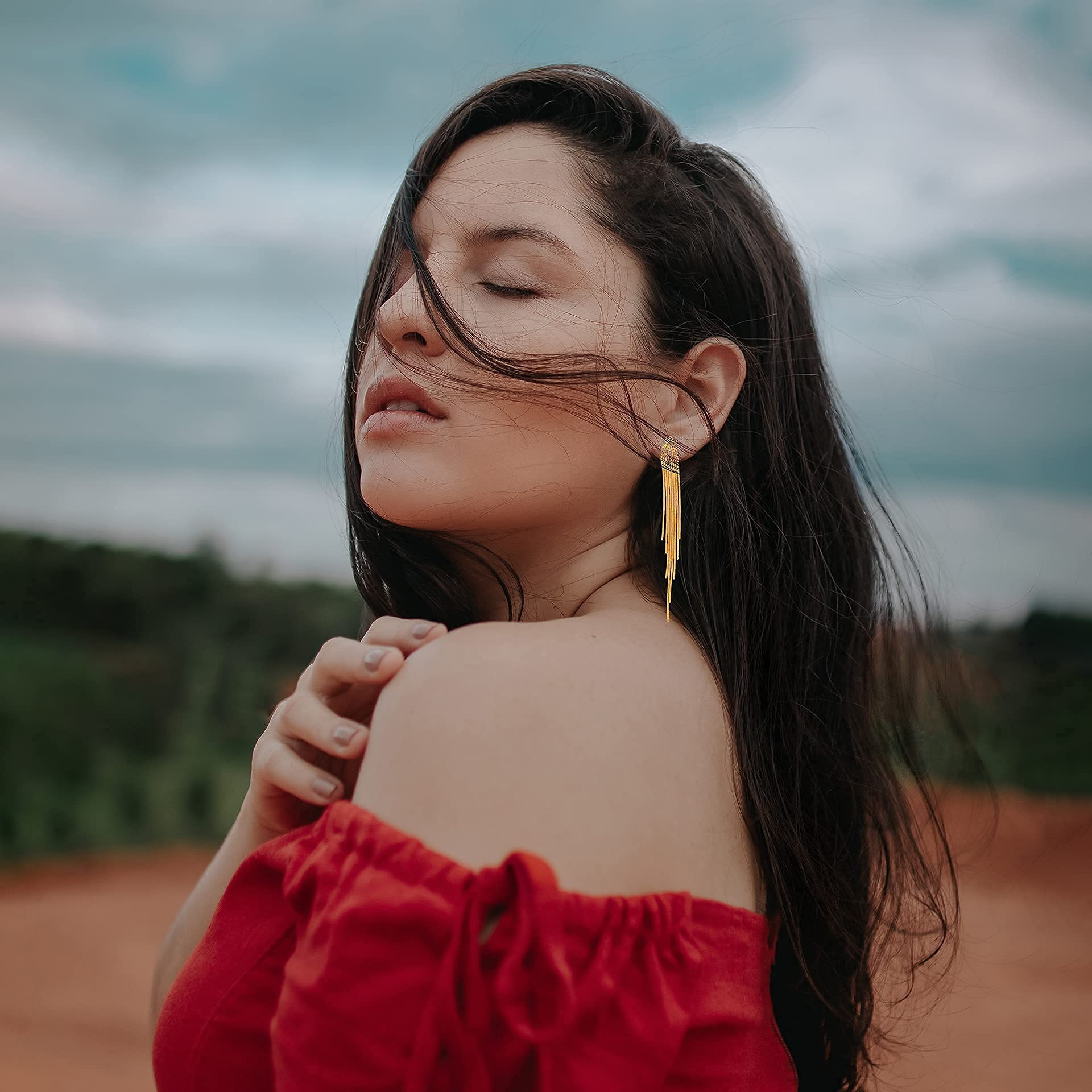 Long Chain Gold Tassel Earrings for Women Prom Statement Dangle Drop Earrings Elegant Formal Bridesmaid Bride Wedding Gifts