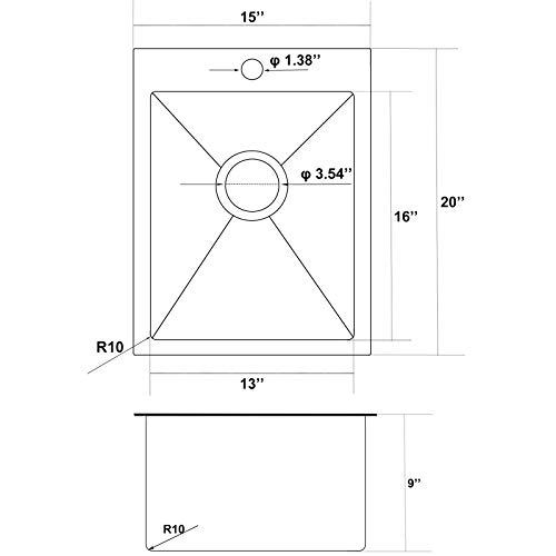 VALISY 15x20 Inch Bar Sink Drop In Kitchen Sink Topmount Stainless Steel Small Workstation Kitchen Bar Sink,Single Bowl Kitchen Sink for Laundry Wet Bar Prep RV Office Outdoor Yard