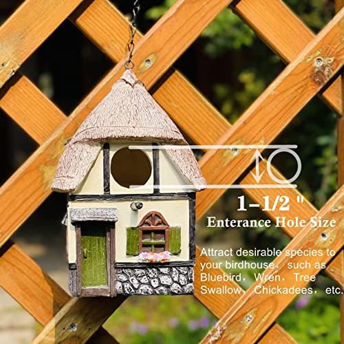 SUQEFAN Resin Bird House,Water Proof,Sun-Proof,Gifts for Bird Lovers,Garden Decorations,Gardening Gifts