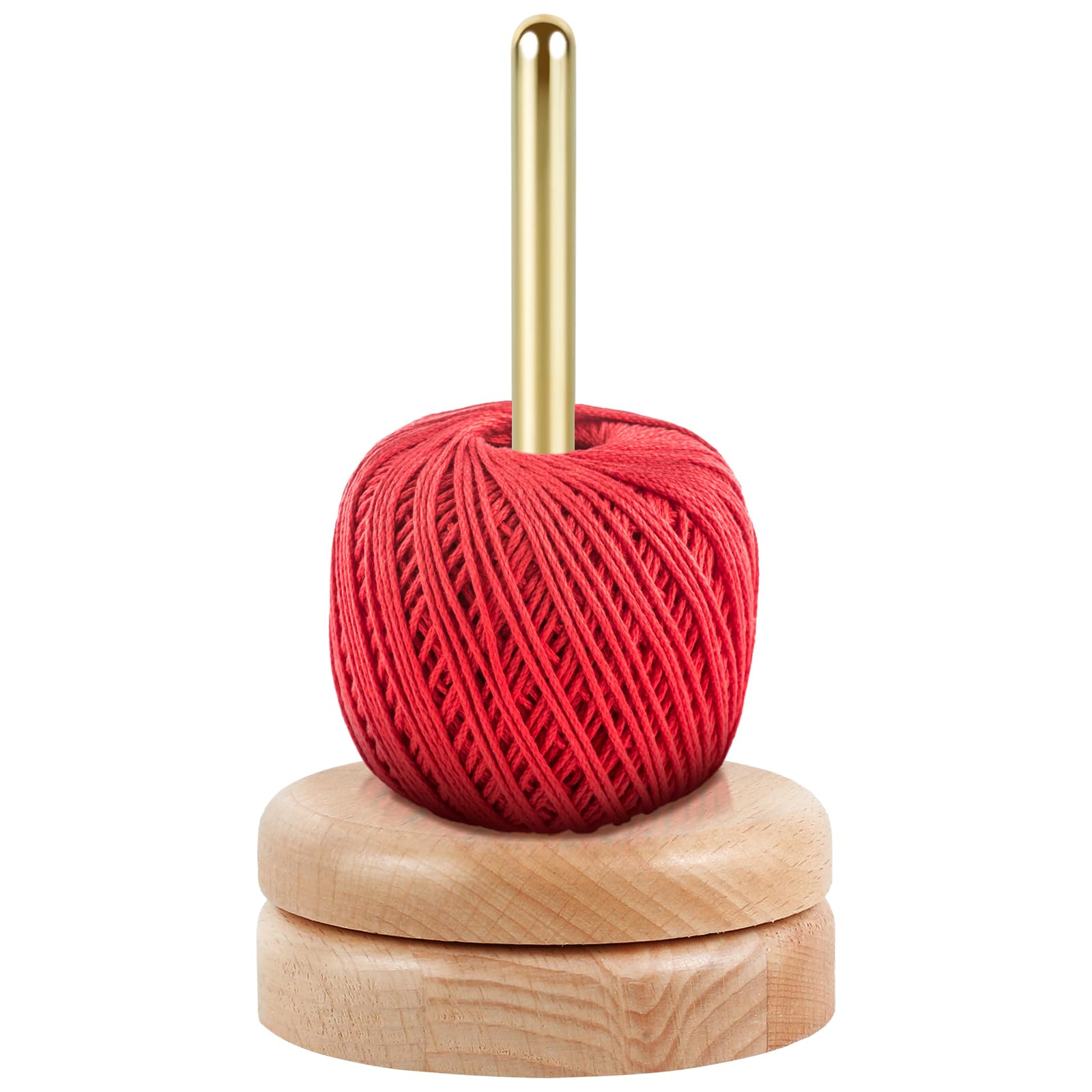 Wooden Yarn Holder Revolving Yarn Ball Stand Rotatable Beech Wood Yarn Skein Spinner Spindle Wooden Sewing Crocheting Tool Yarn Thread Holder Dispenser for Knitting
