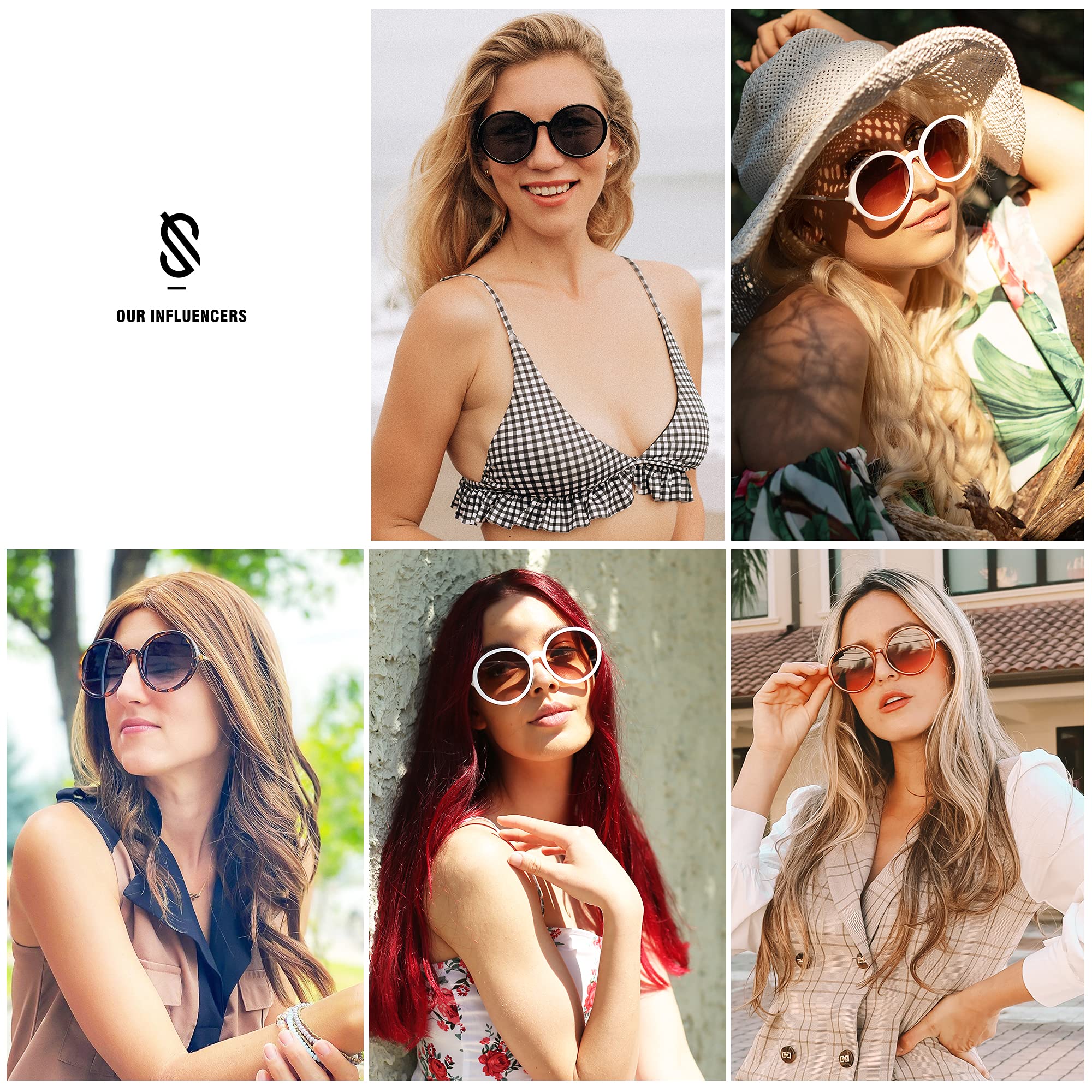 SOJOS Vintage Round Sunglasses for Women Classic Retro Designer Style SJ2121 with Transparent Blue Yellow Frame Gradient Grey Lens