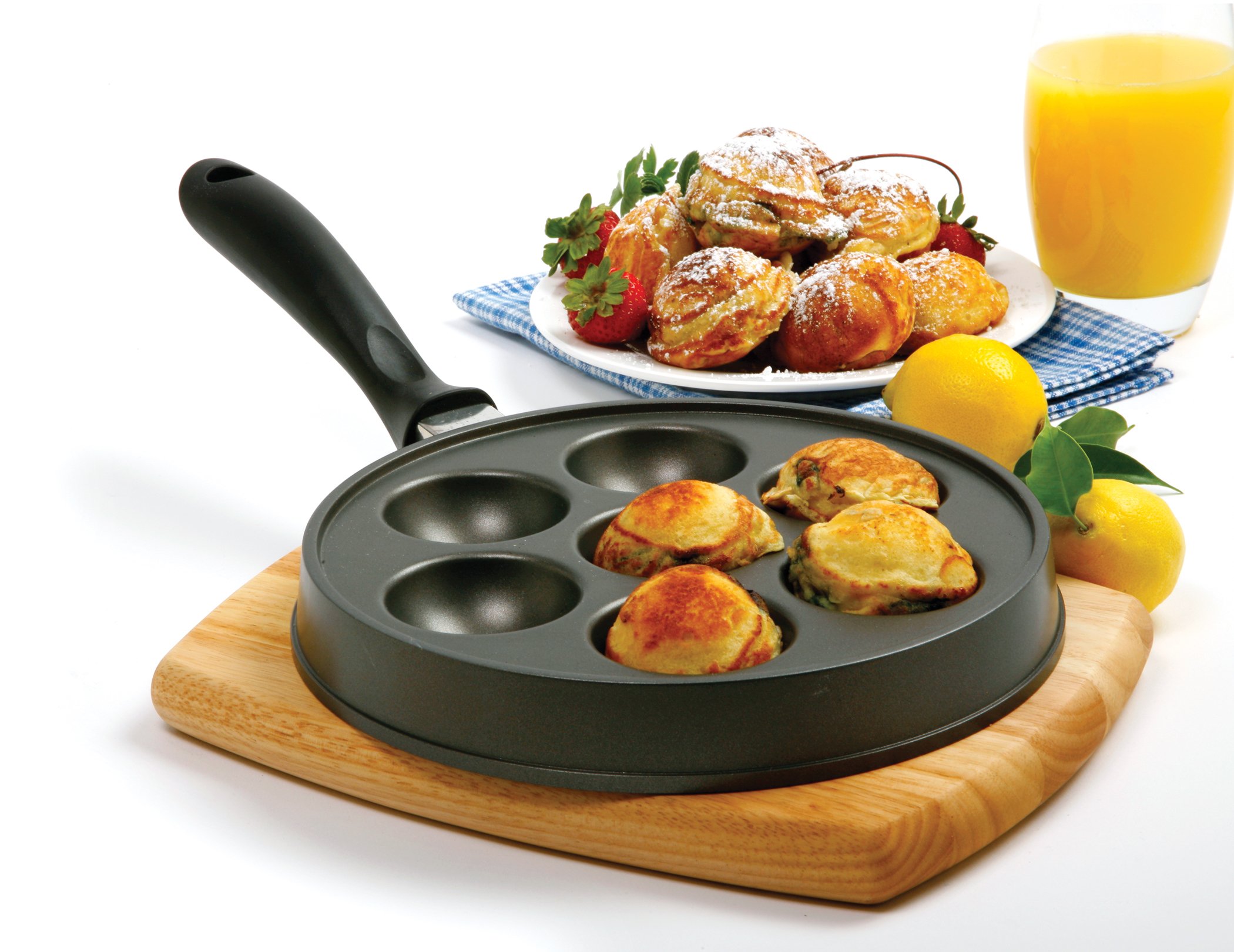 Norpro Nonstick Stuffed Pancake Pan, Munk/Aebleskiver/Ebelskiver 16.5″ x 9″ x 1.25″ Black