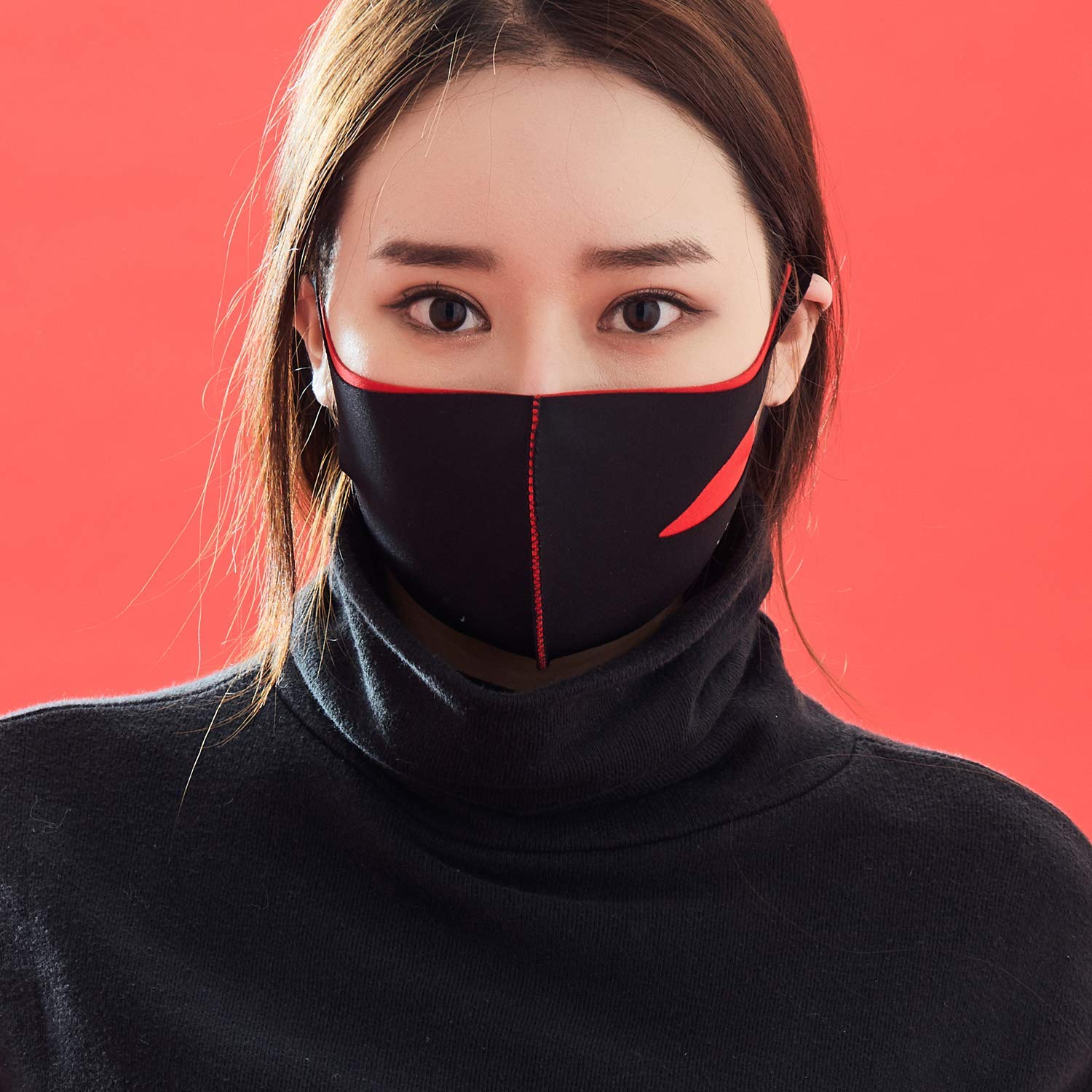 LOOKA | Protective Fashion Air Mask | Washable and Reusable | SLIT Red (Medium)